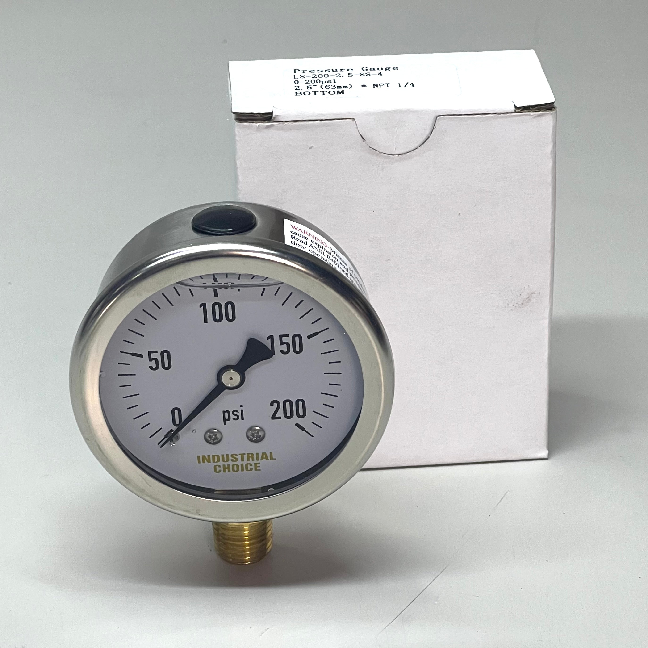 INDUSTRIAL CHOICE Stainless Steel Pressure Gauge 0-200 PSI 2.5" LS-200 – PayWut