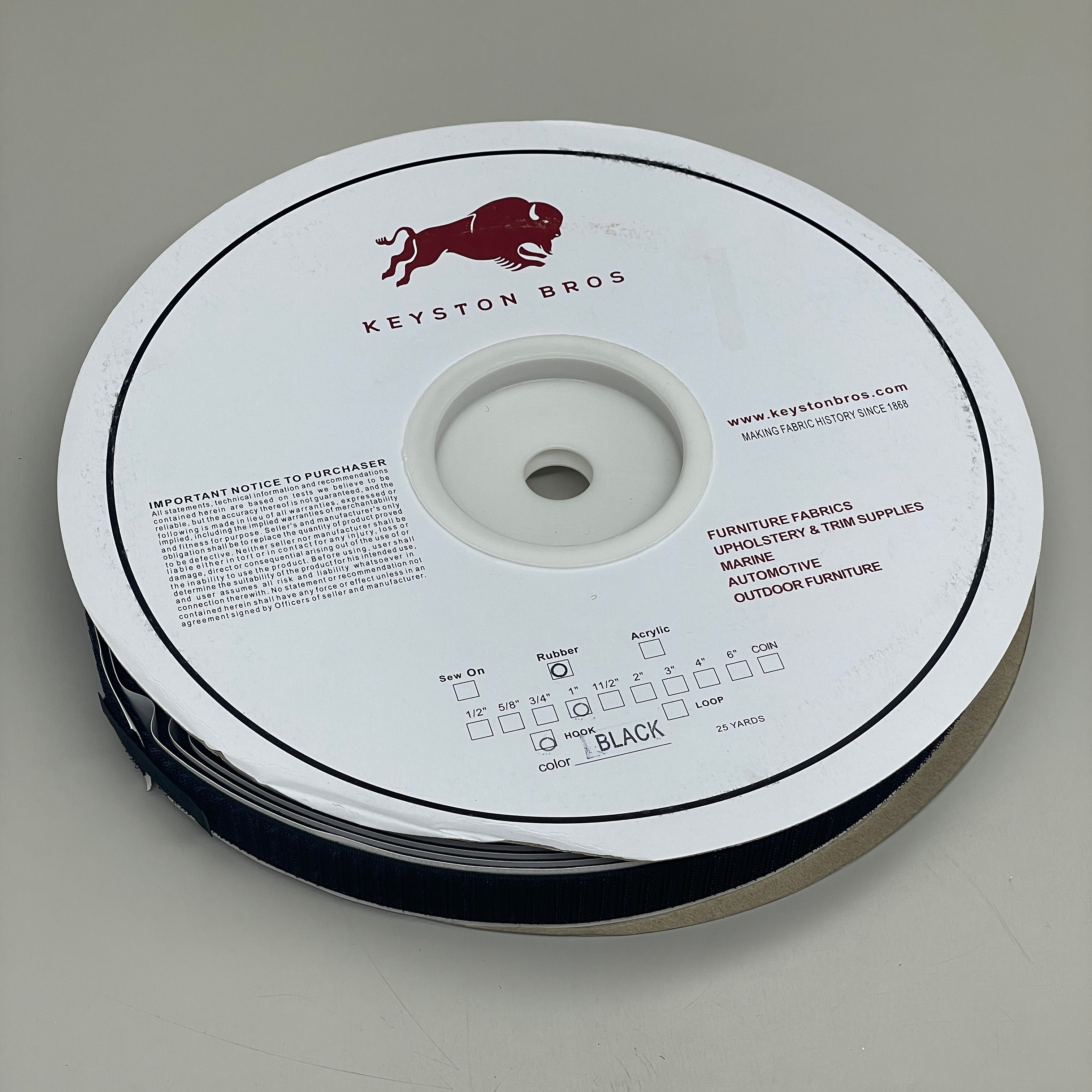 KEYSTON BROS 1" Pressure Sensitive Rubber Based Adhesive Hook 25 yds B – PayWut