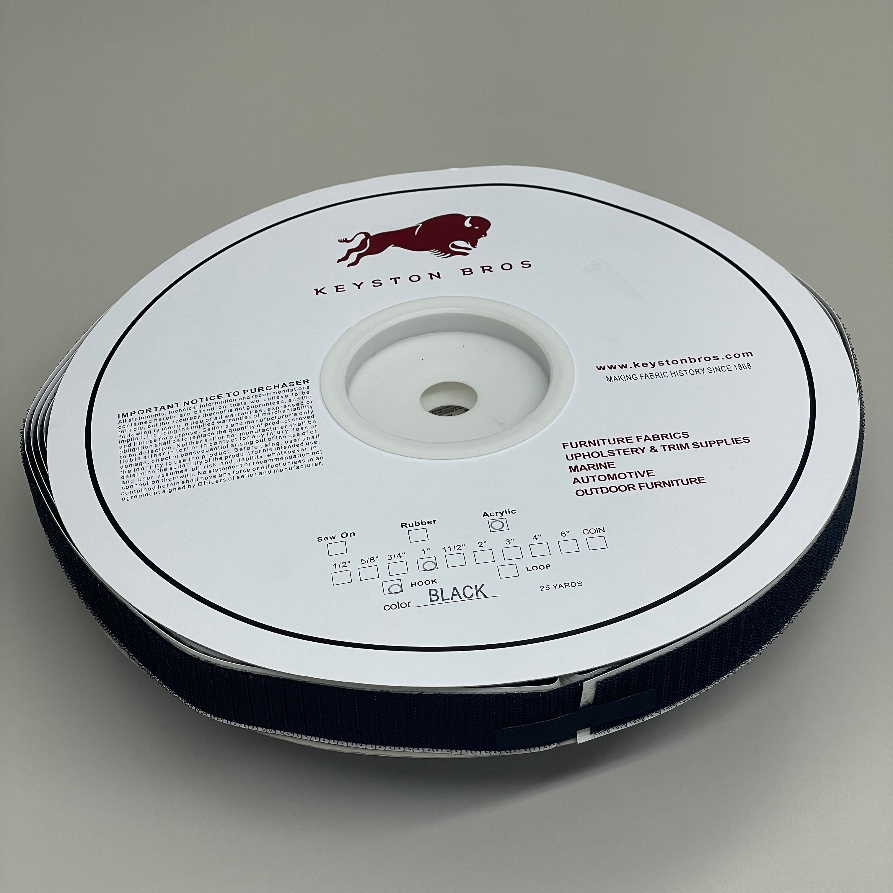 KEYSTON BROS 1" Pressure Sensitive Acrylic Based Adhesive Hook 25 yds ...