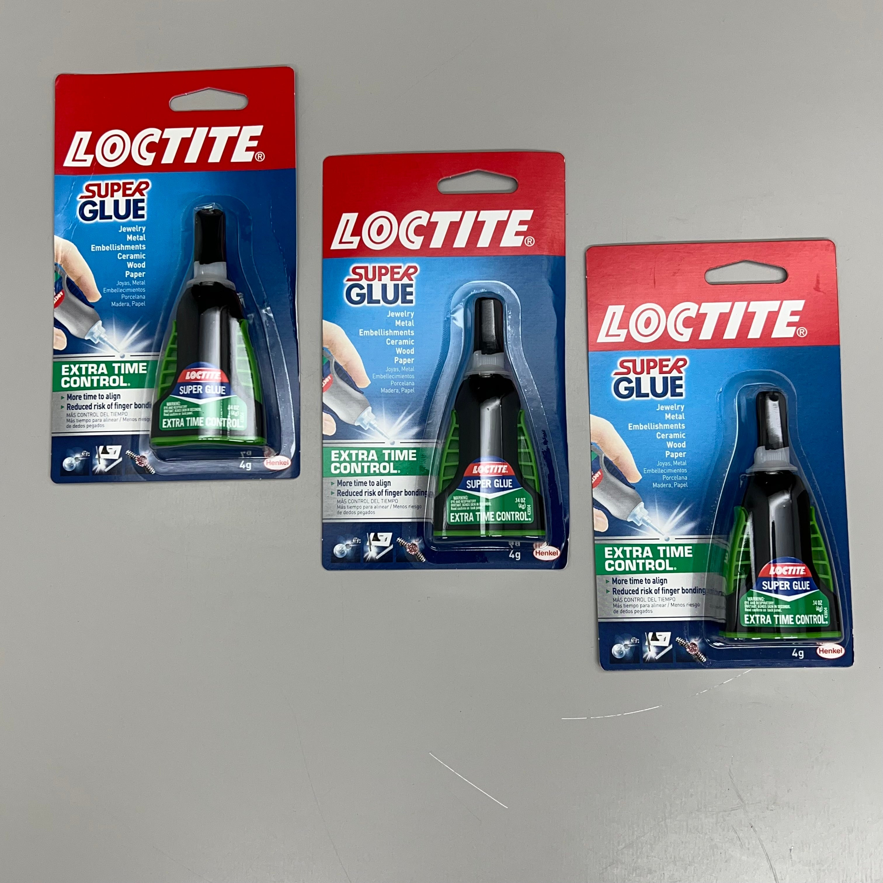 HENKEL LOCTITE (3 PACK) Super Glue Extra Time Reposition Control .14oz ...