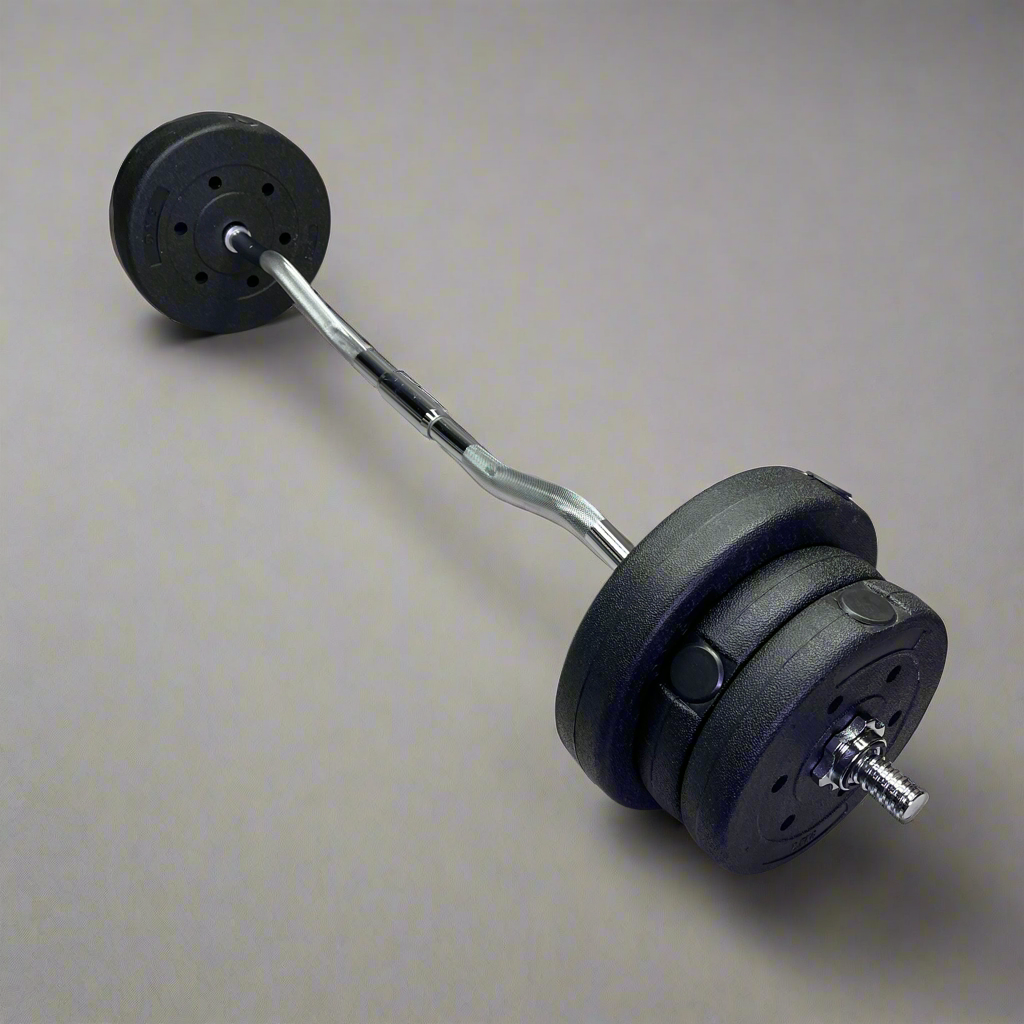 Z@ YAHEETECH Barbell Set Curling Bar 55lbs Weight Plates Black/Chrome ...