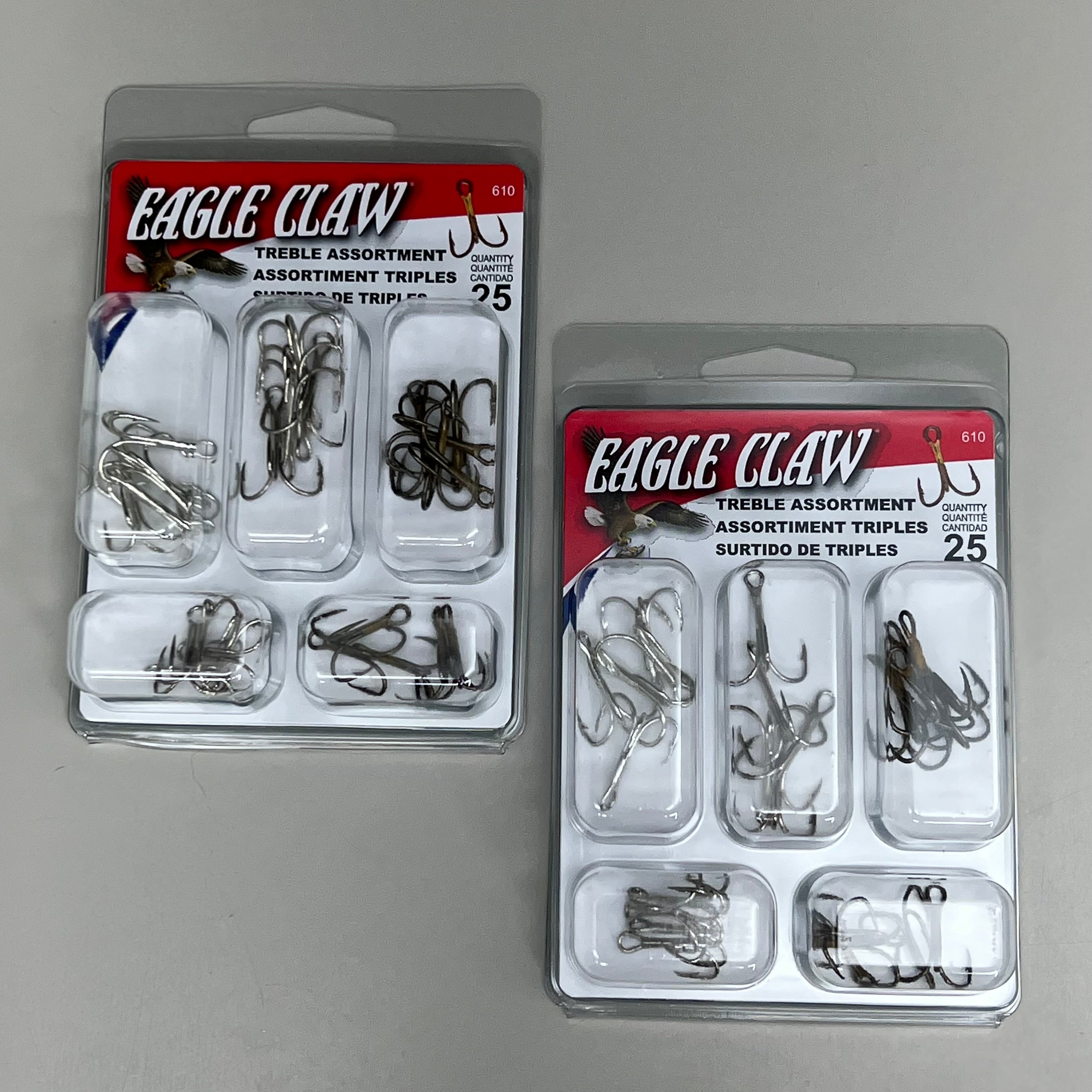 EAGLE CLAW (2 PACK) Treble Hook Assortment Variety Sizes Bronze/Chrome ...
