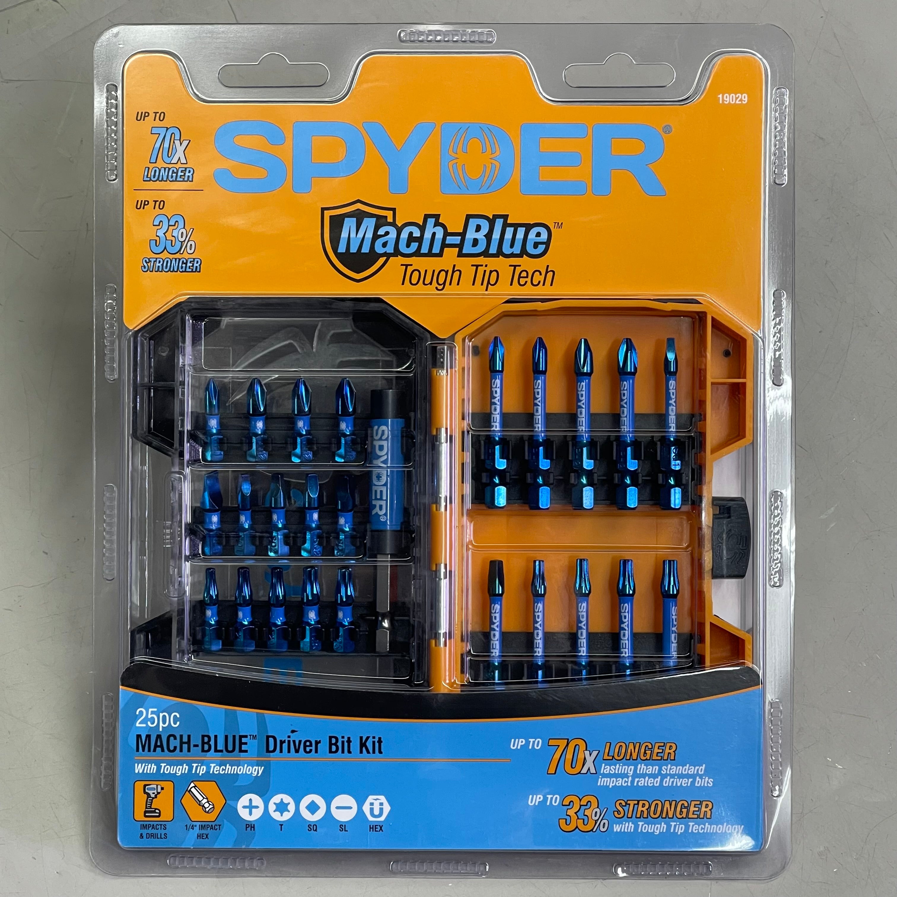 SPYDER Mach-Blue Driver Bit Kit 25 Piece Metallic Blue 19029 – PayWut