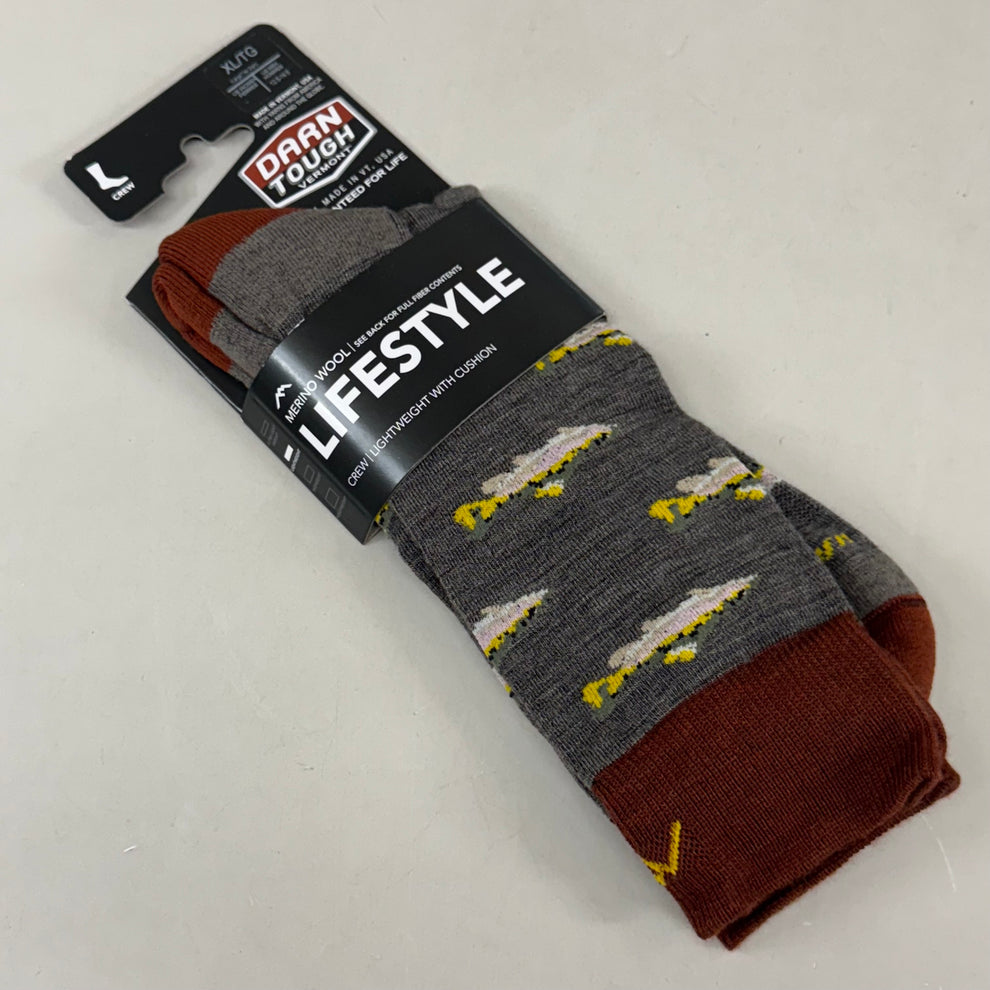 DARN TOUGH Lifestyle Fish Socks Crew Lightweight Merino Wool Men SZ XL ...