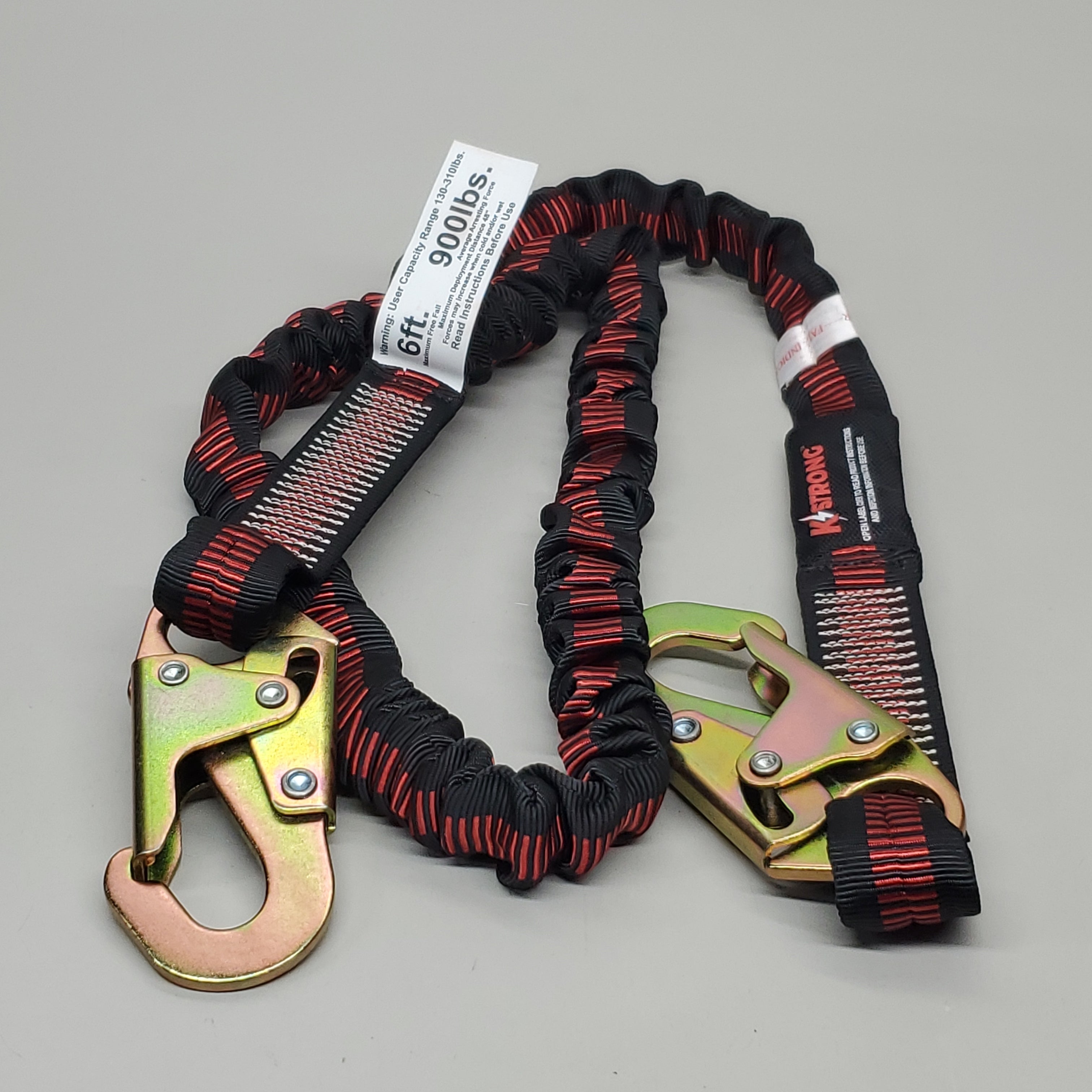 K-STRONG Fall Protection 6ft Internal Shock Absorbing Lanyard UFL20410 ...