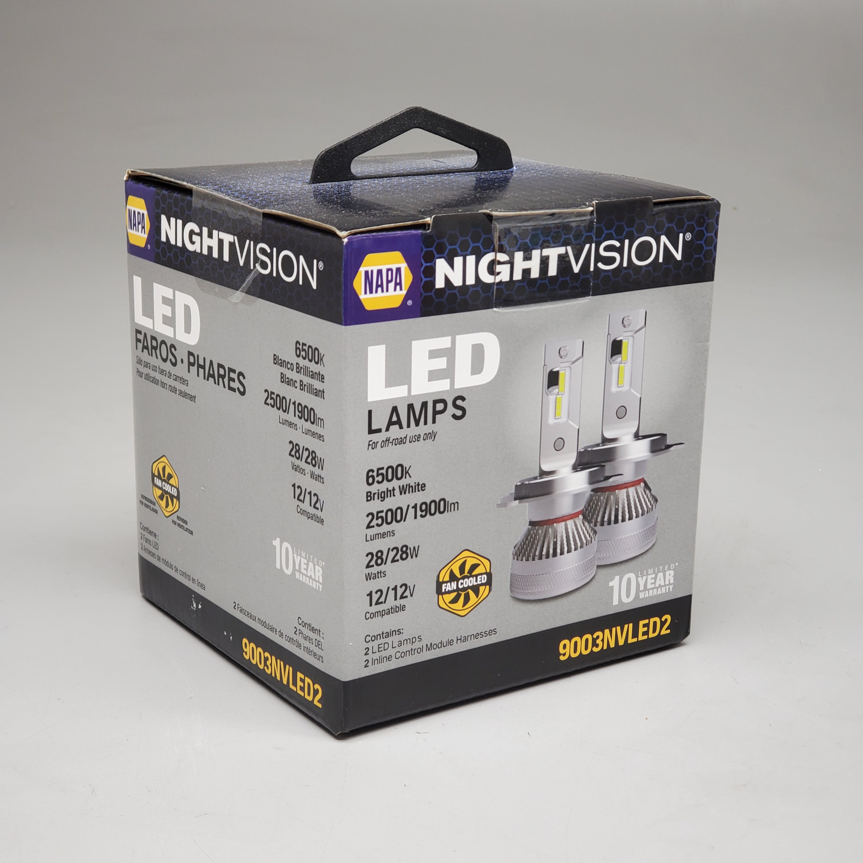 NAPA (2 Pack) NightVision LED Lamps Fog Light 6500k 2500/1900lm 9003NV ...