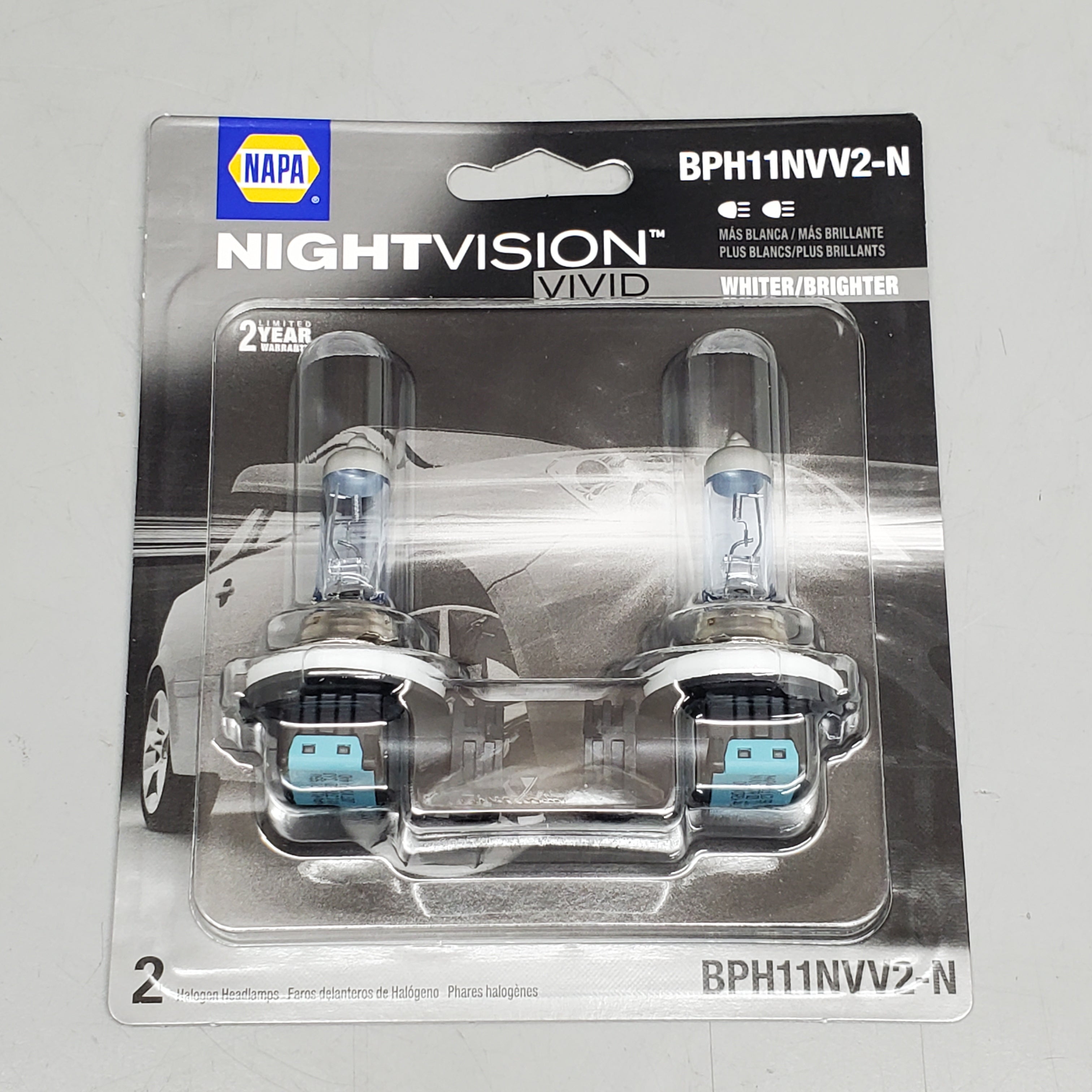 NAPA (2 Pack) NightVision Vivid Halogen Headlamps H11 Low Beam Whiter ...