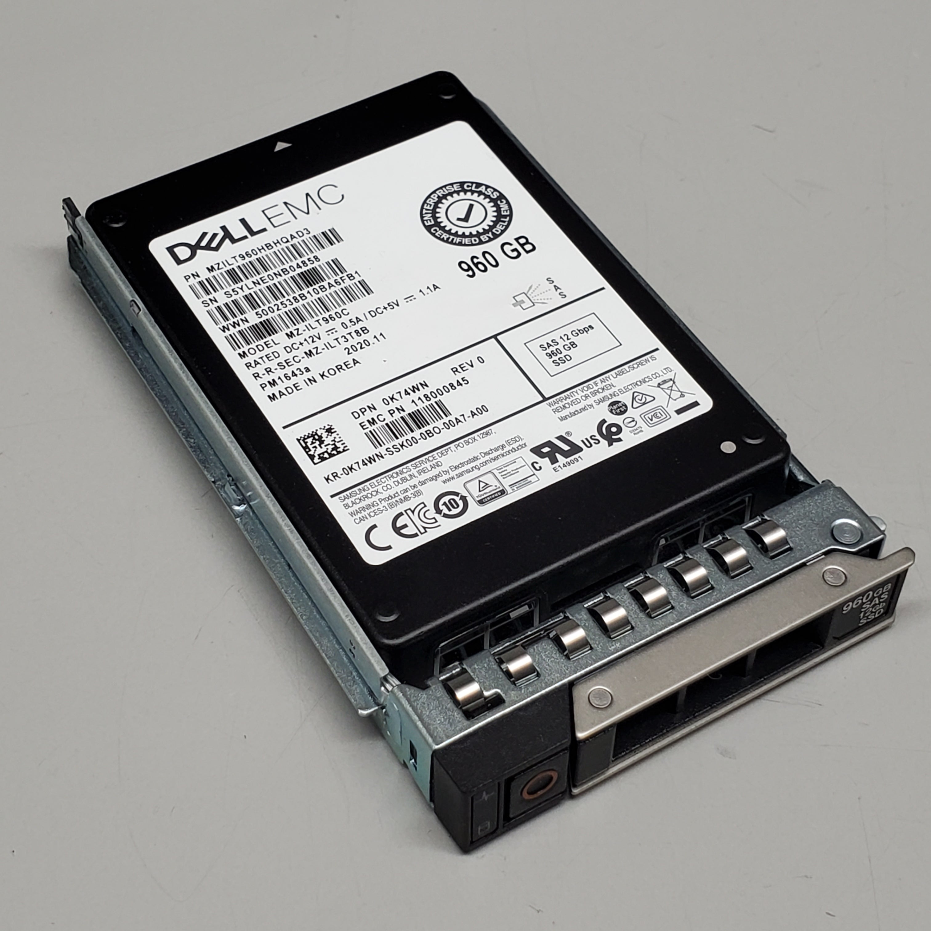 DELL EMC 960GB SAS 12Gbps Read Intensive 2.5" SSD MZ-ILT960C W/ Tray ...