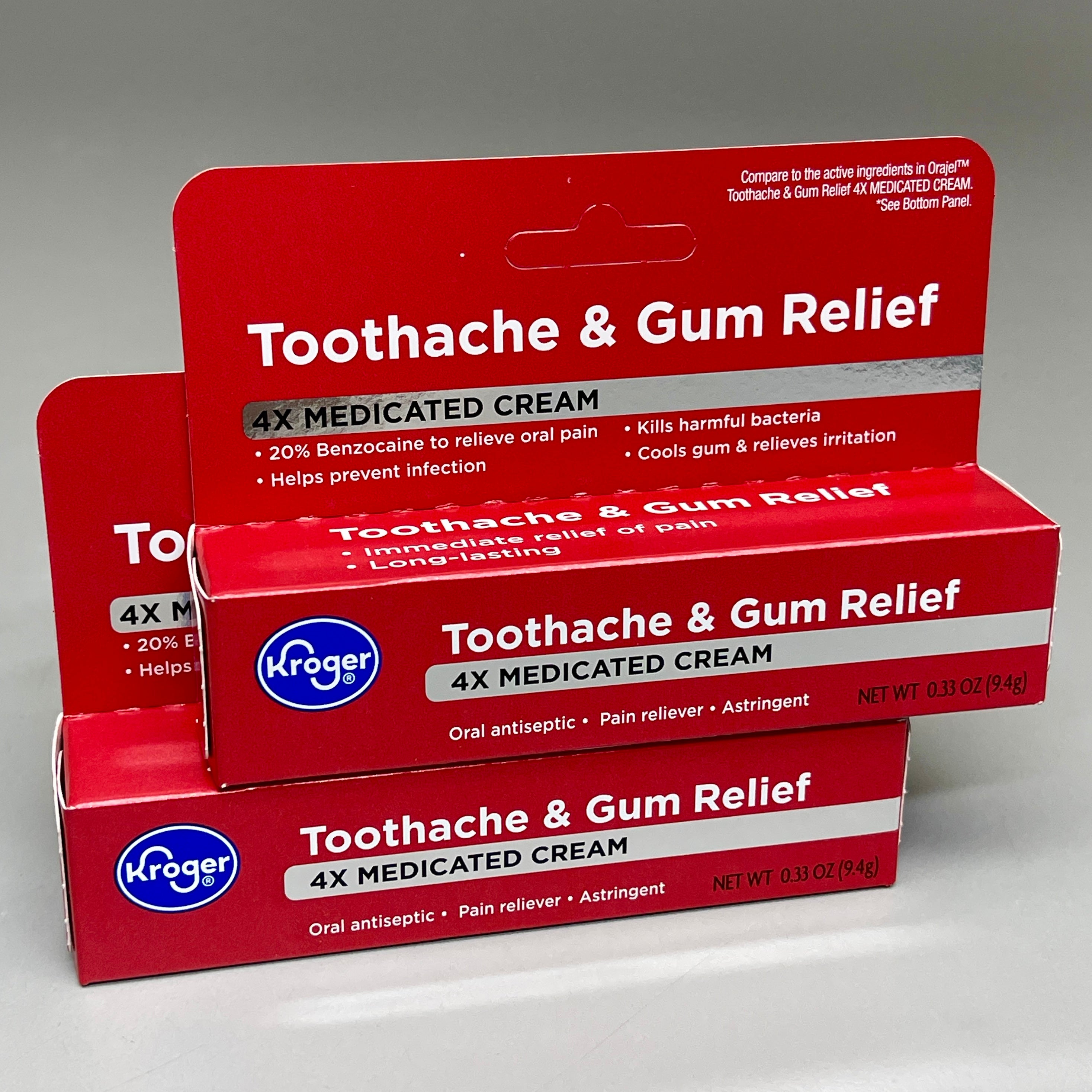 KROGER (2 PACK) Toothache & Gum Relief 4X Medicated Cream 0.33oz BB 04 ...
