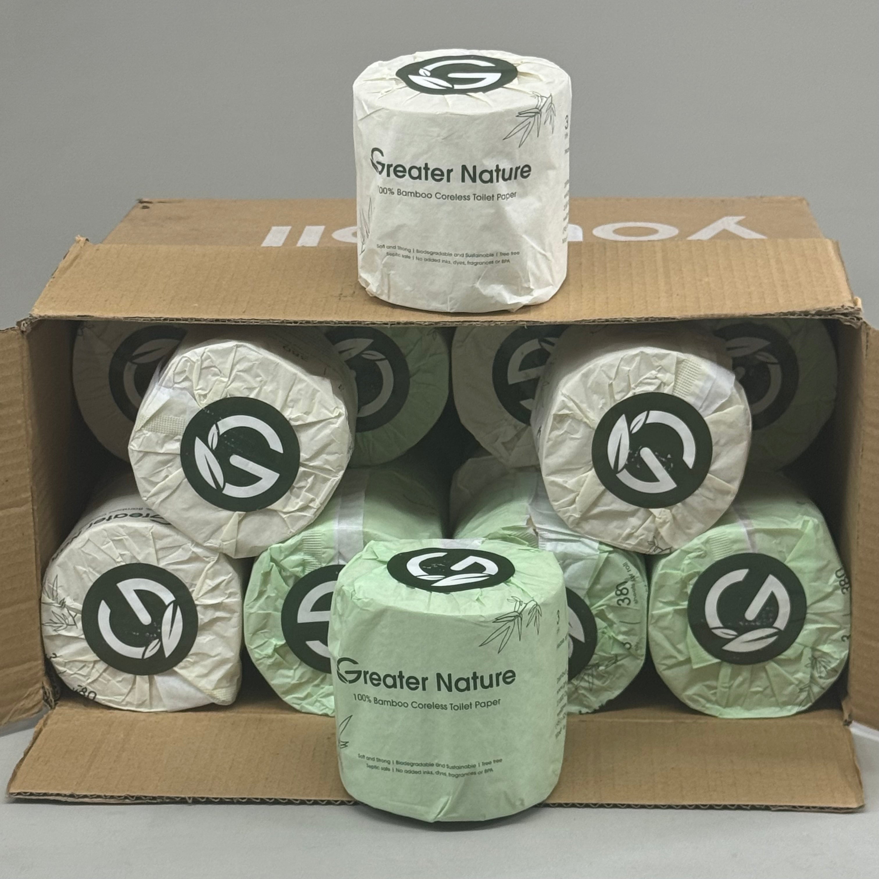 GREAT NATURE (24 Pack) 100% Bamboo Core-less Toilet Paper 3Ply, 380 Sh ...