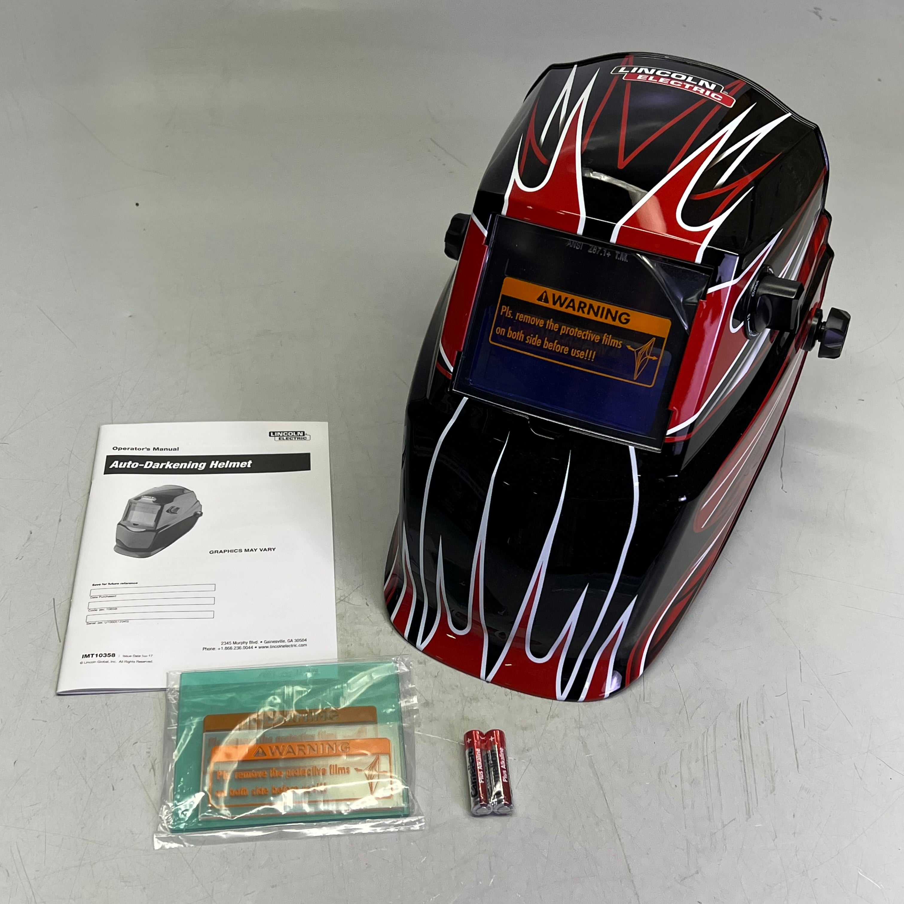 LINCOLN ELECTRIC Red Fierce Welding Helmet 7-13 Shade Red/Black K3063 ...