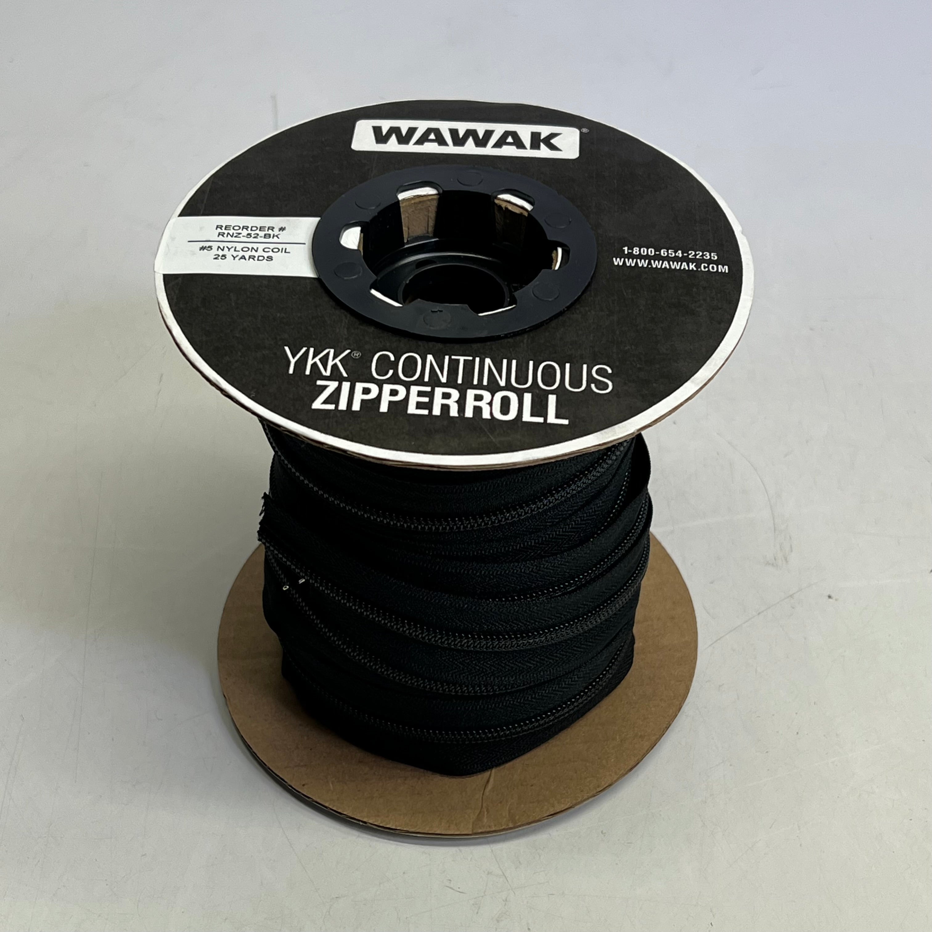Wawak Ykk Continuous Cut to Size Zipper Roll #5 Nylon Coil 25 Yds Blac ...
