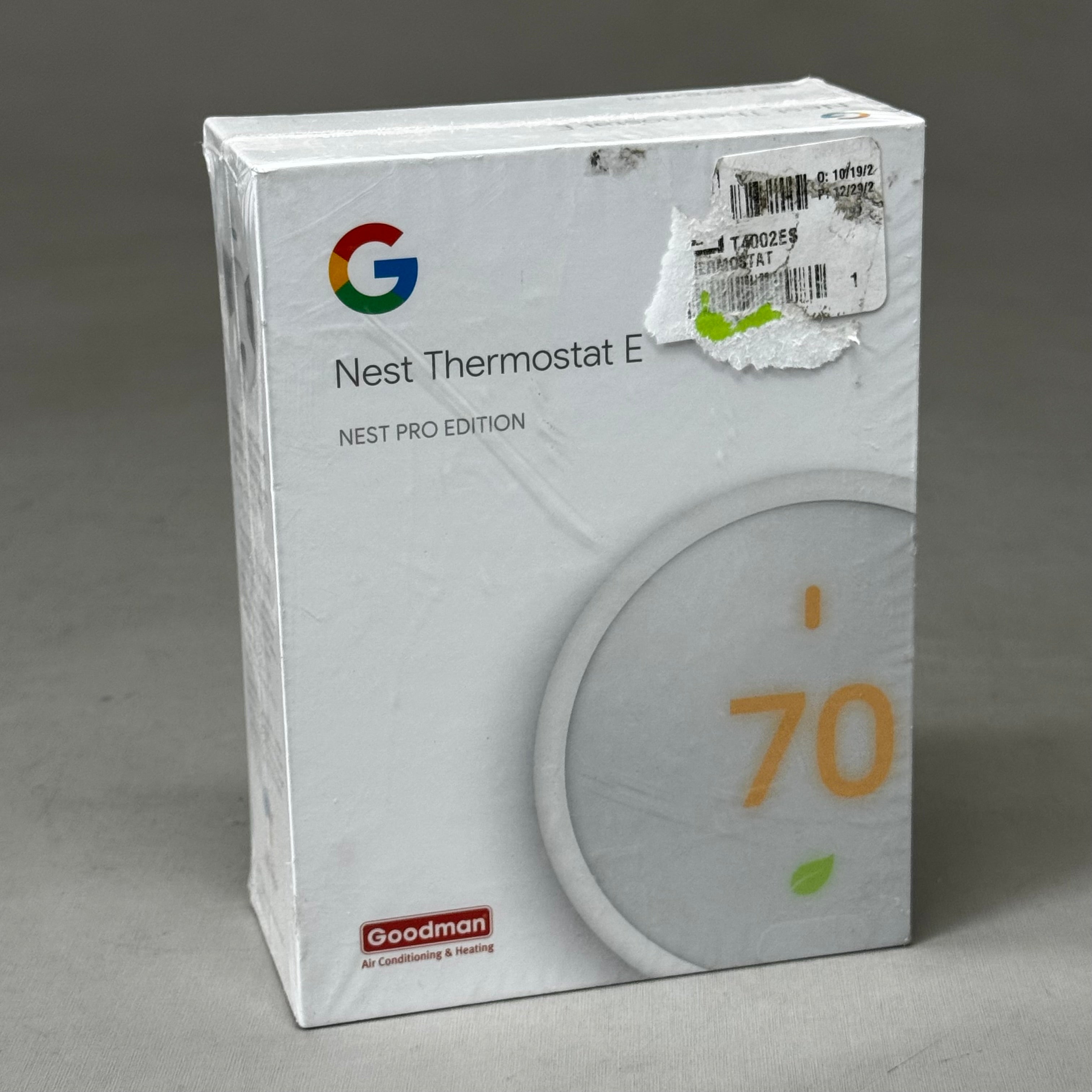 GOOGLE Nest E Programmable Smart Thermostat 2.28"x6.38"x4.8" White T40 ...