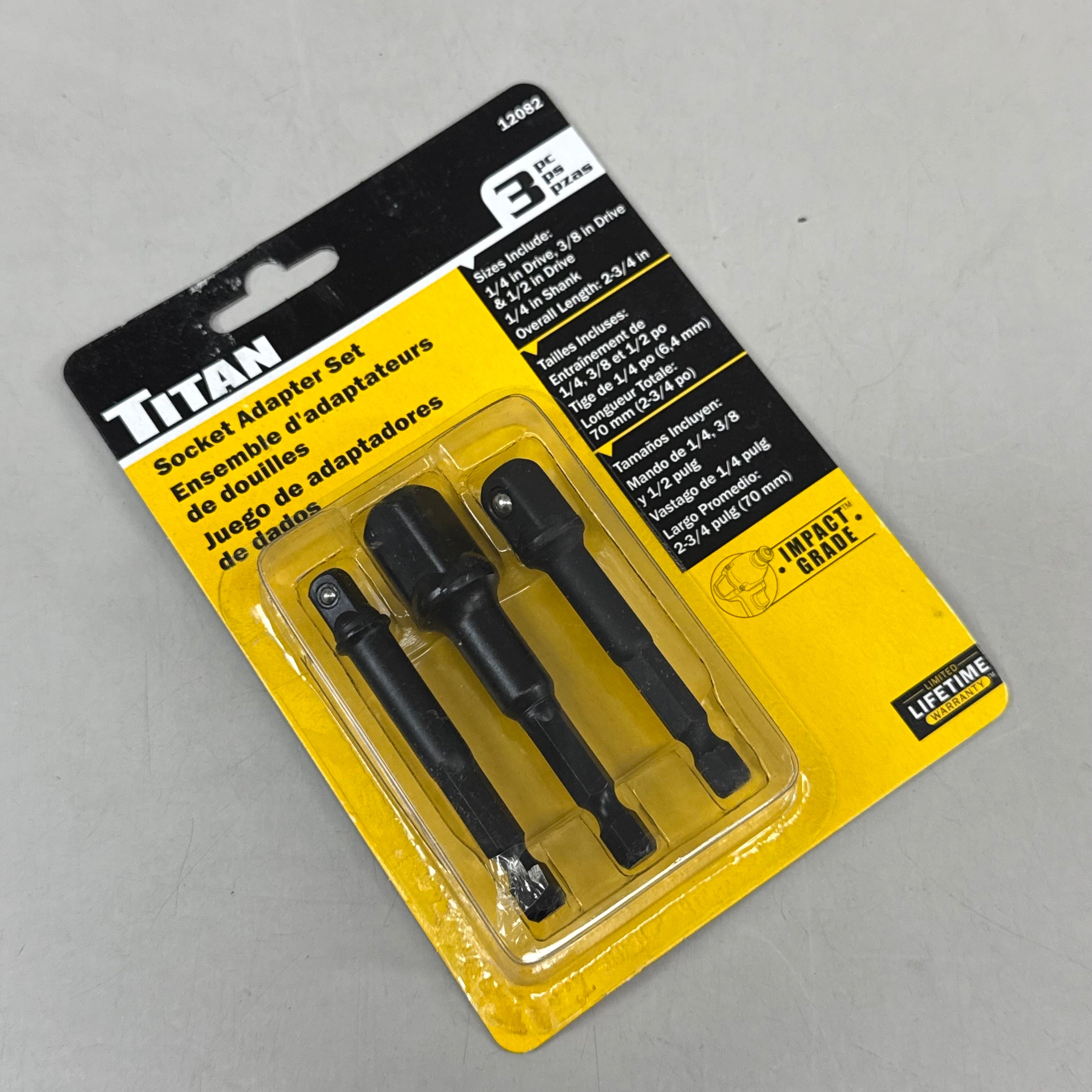ZA@ TITAN (3 Pice) Socket Adapter Set 1/4" to 1/2" Dr Black 12082 – PayWut