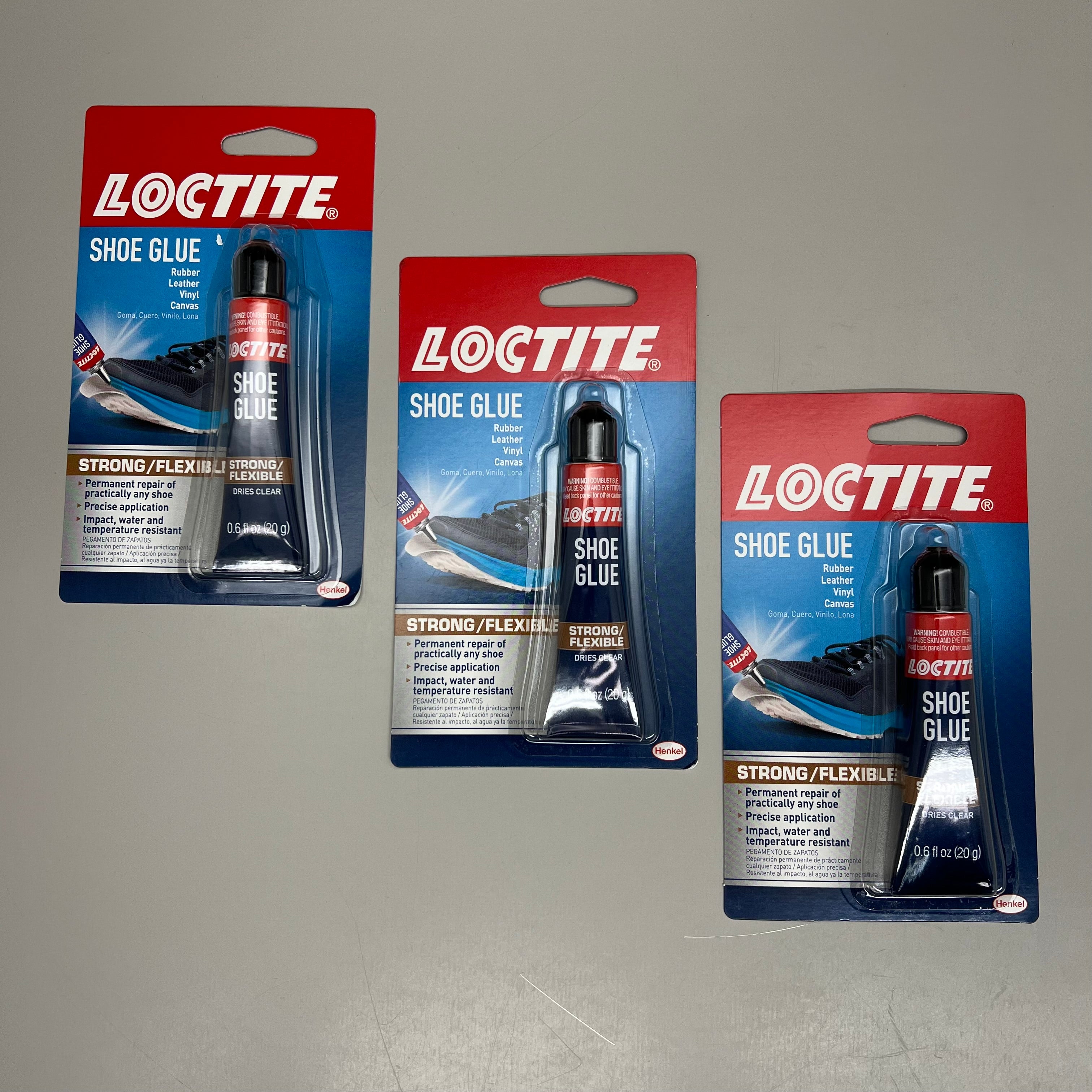 HENKEL LOCTITE (3 PACK) Permenent Shoe Glue Strong & Flexible 0.6fl oz ...
