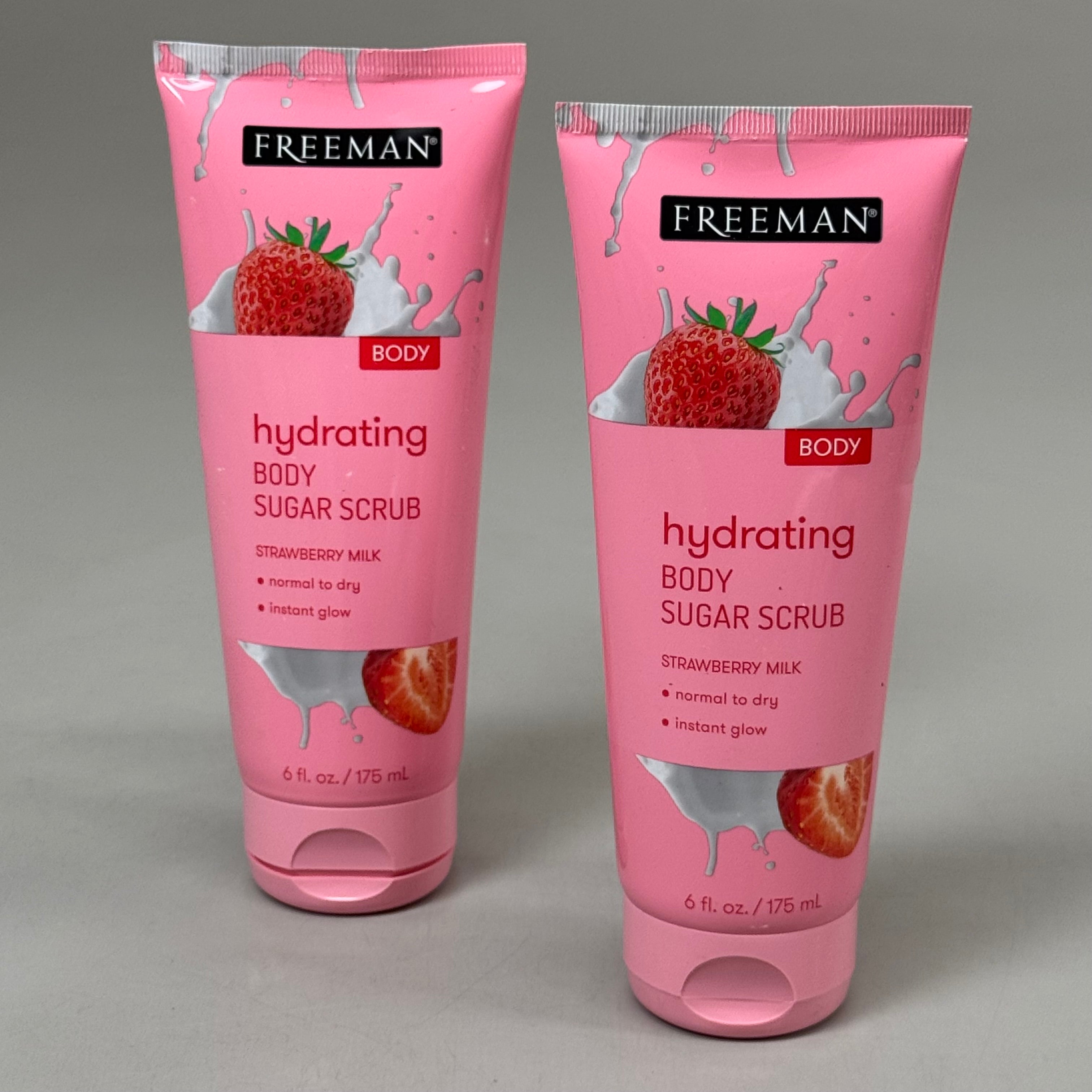 ZA@ FREEMAN (2 PACK) Hydrating Body Sugar Scrub Strawberry Milk Scent ...