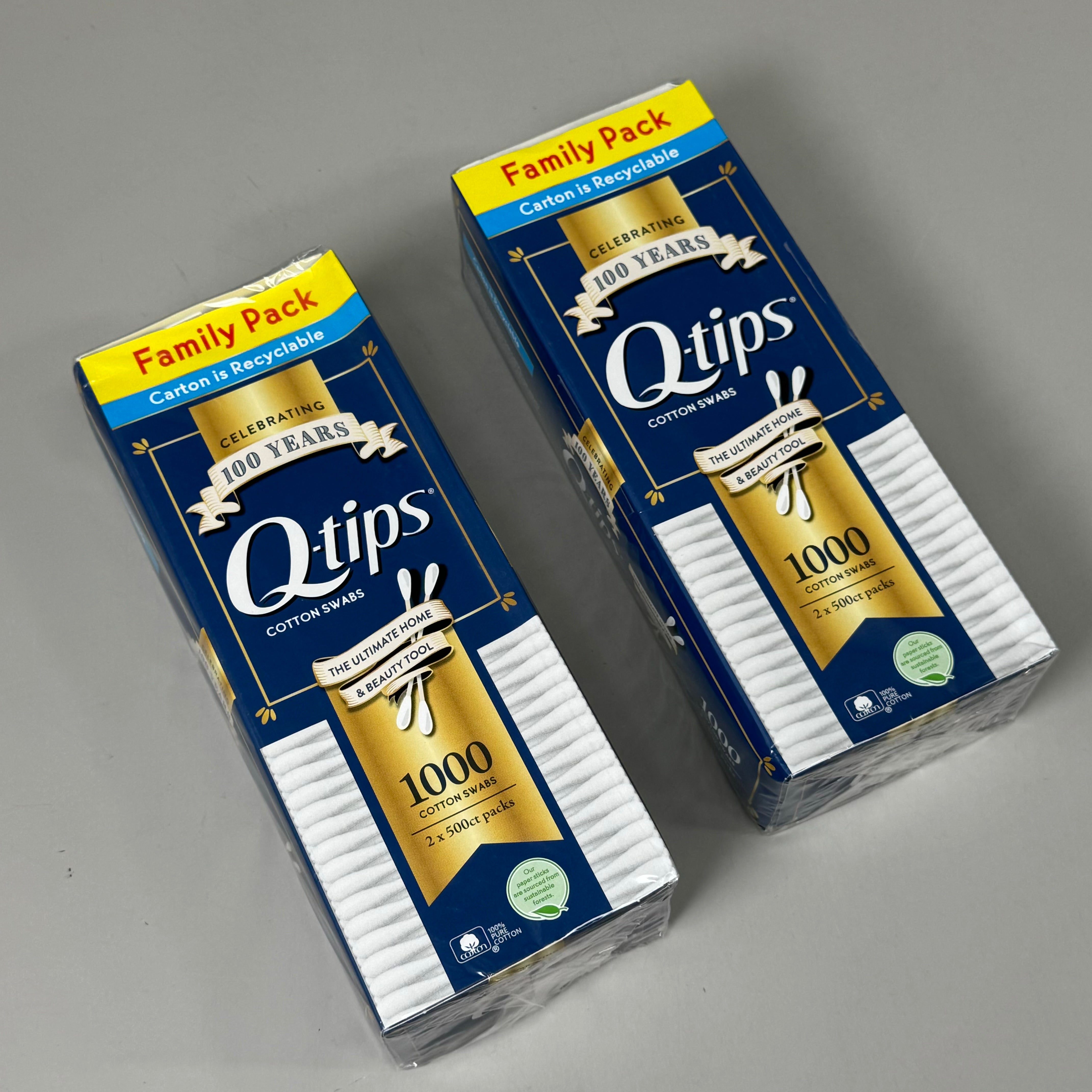 Q-TIPS (2 PACK, 2000 SWABS TOTAL) Family Pack Original Cotton Swabs 68 ...