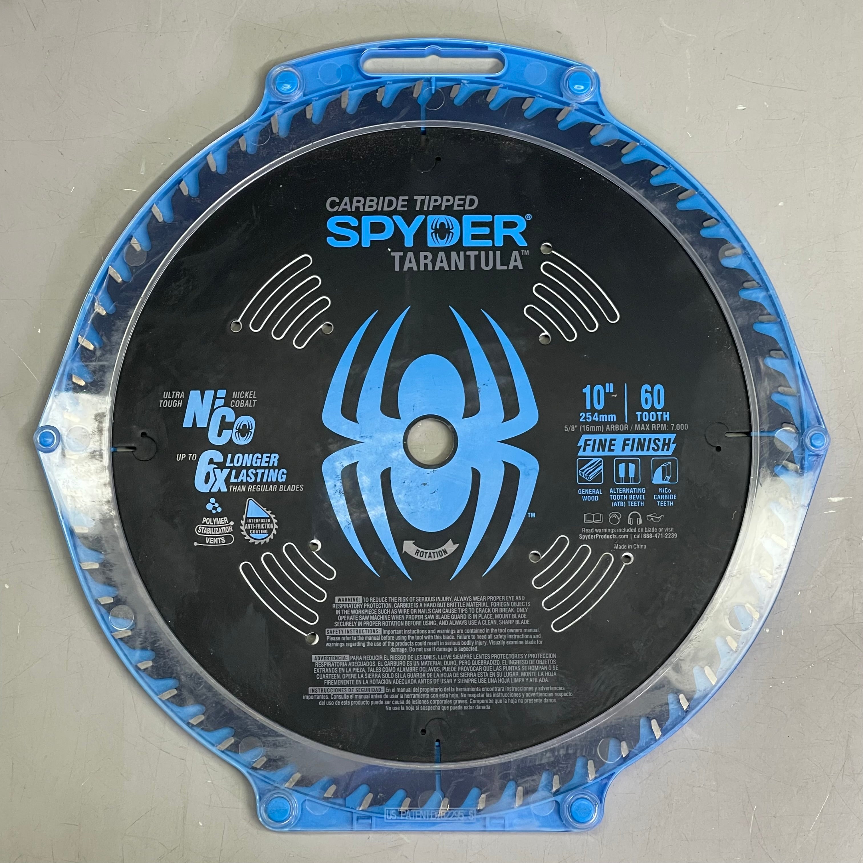 SPYDER Tarantula Fine Finish Circular Saw Blade 60-Tooth, 10" Black 13 ...