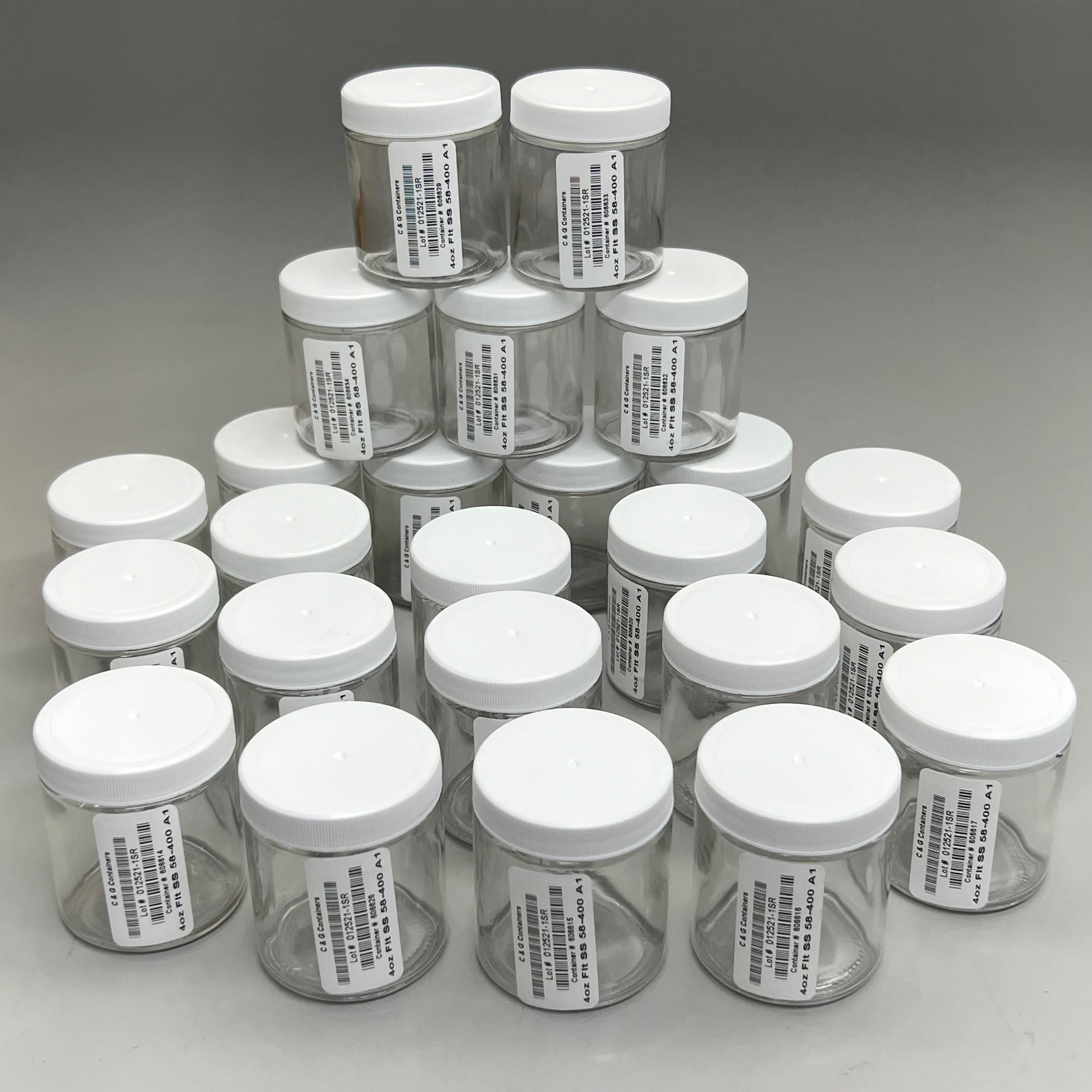 C&G Scientific Containers (24 PACK) Glass 4 oz Clear w/ 58-400 Cap LFS ...