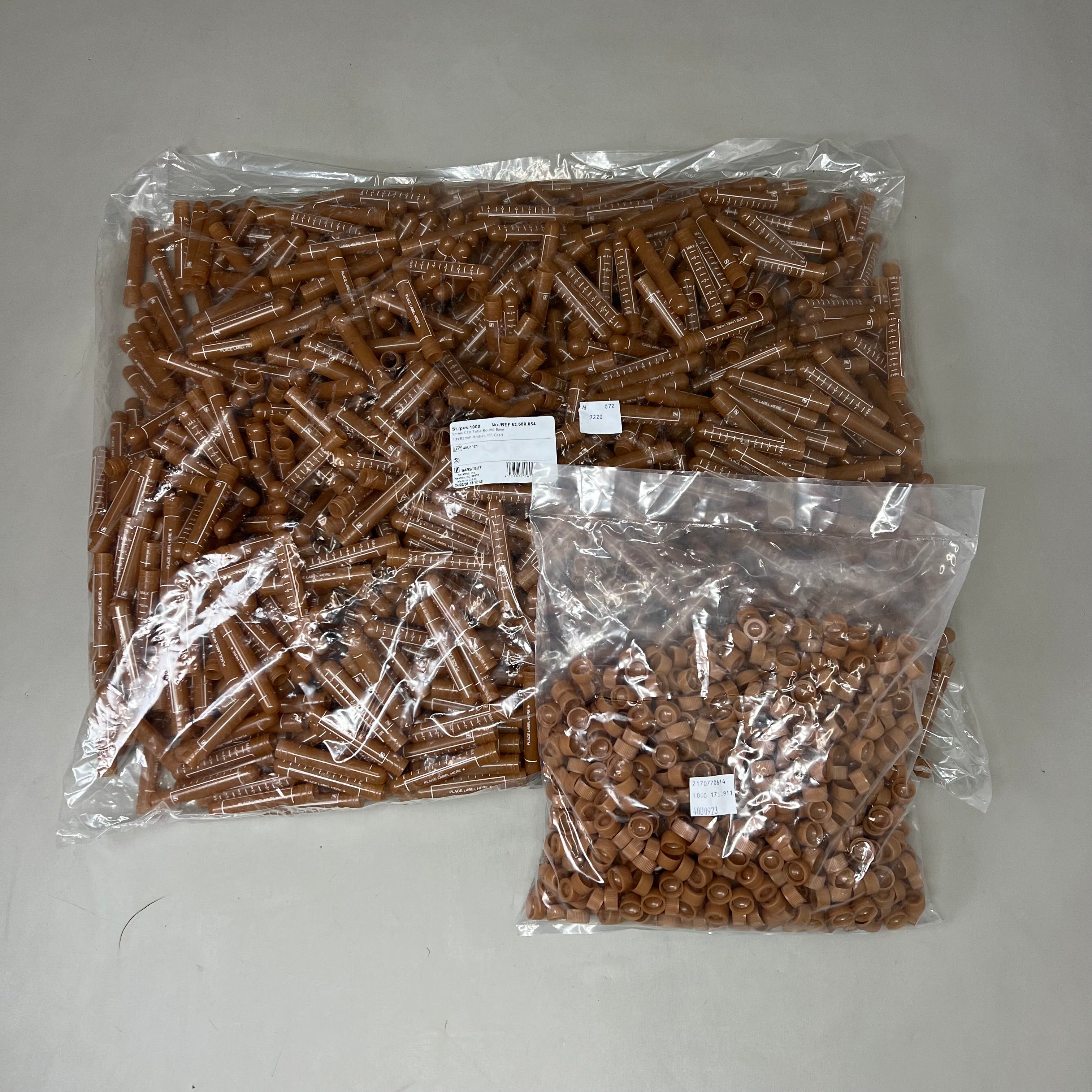 LABCORP Screw cap Tubes Round Base 13X82mm pp Grade Amber 100pcs 4mL 4 ...