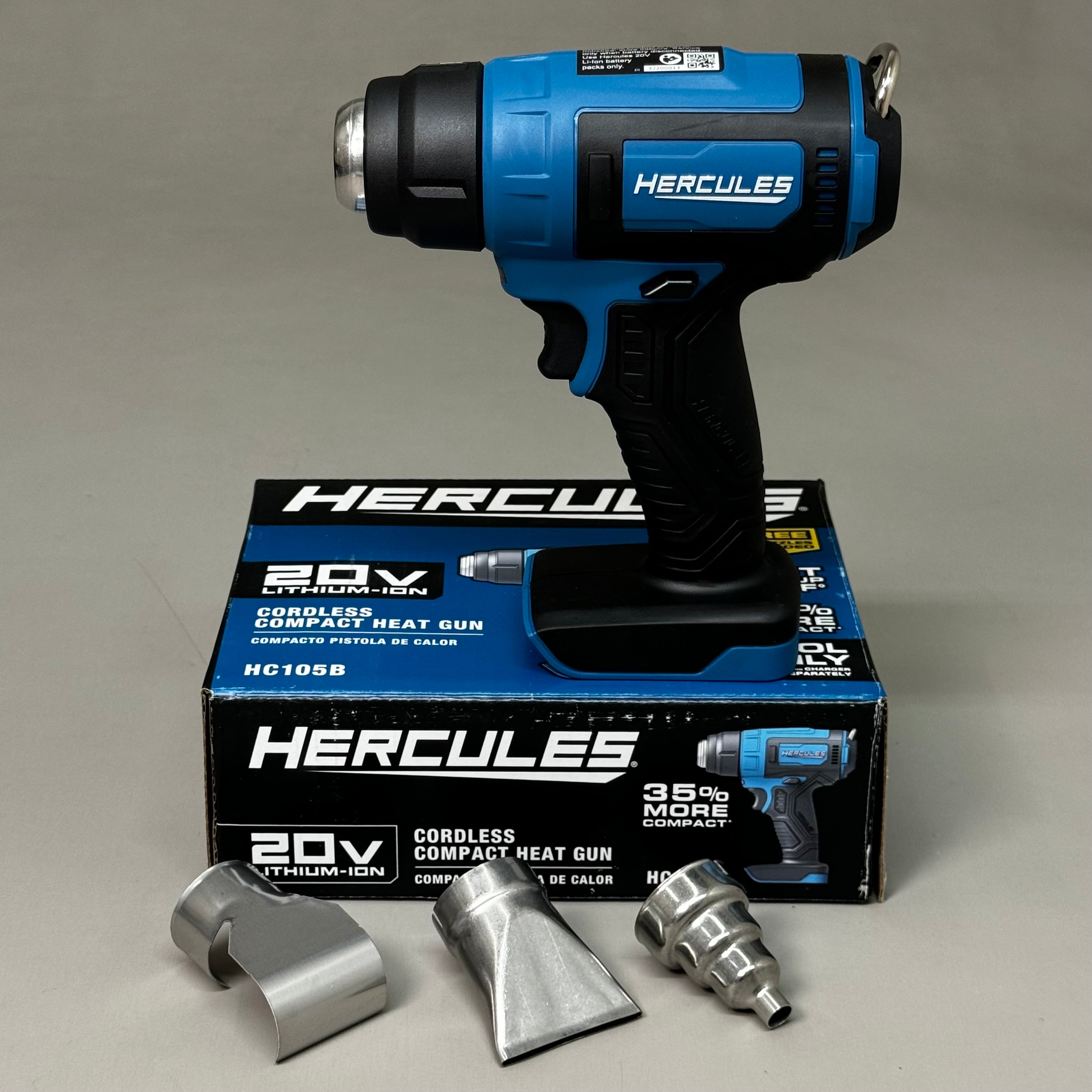 HERCULES 20V Lithium-Ion Cordless Compact Heat Gun 7" x 8 1/2" Blue HC ...