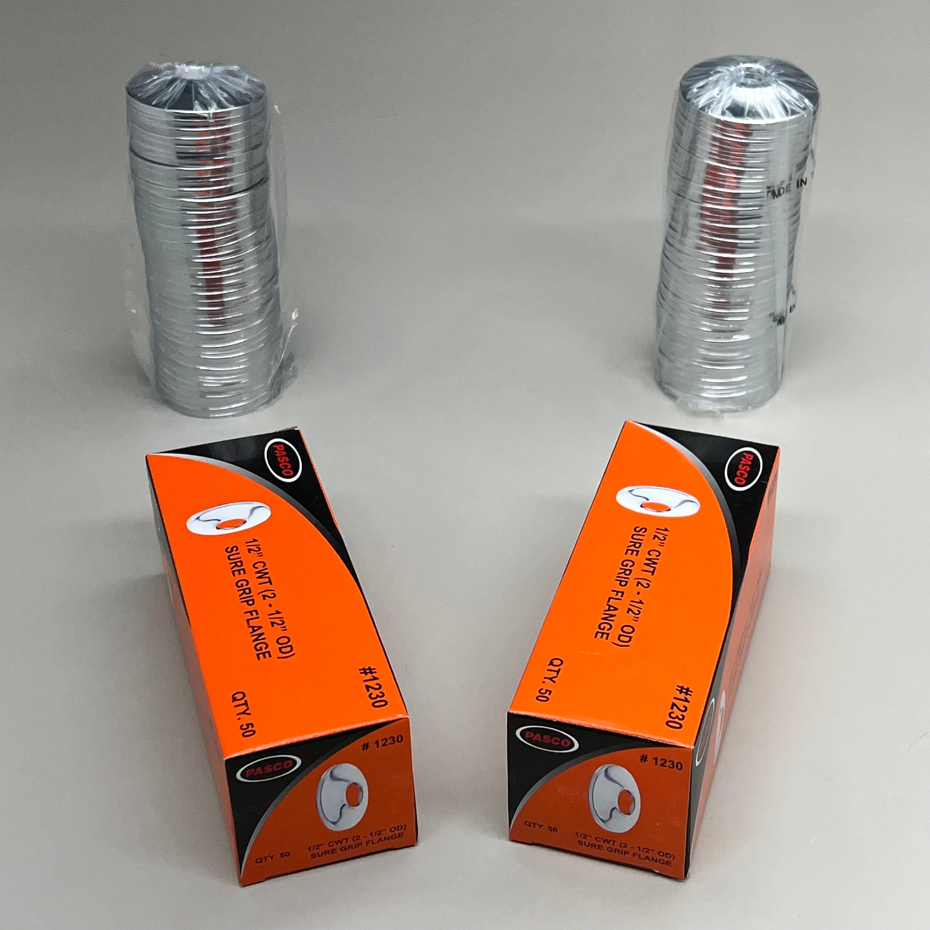 PASCO (2 PACK) Polish Chrome Steel Sure Grip Flange 1/2" CWT 2-1/2" OD ...