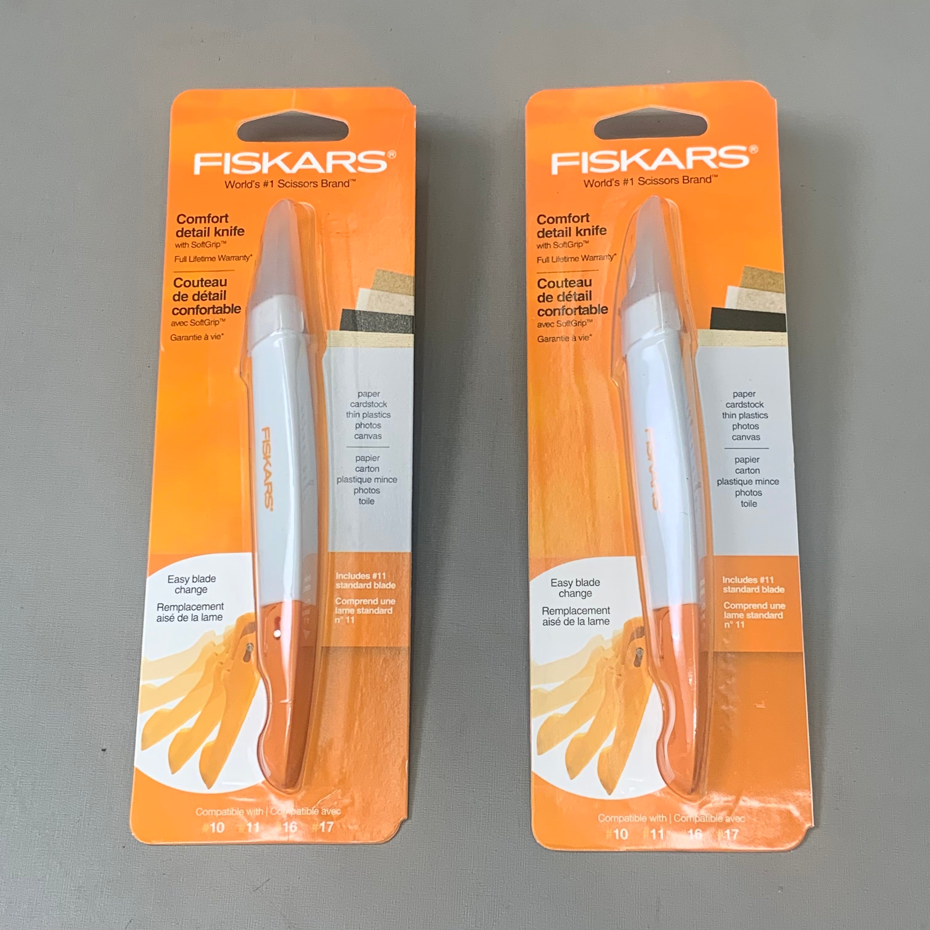 FISKARS (2 PACK) Comfort Detail Knife Soft Grip Includes #11 Standard ...