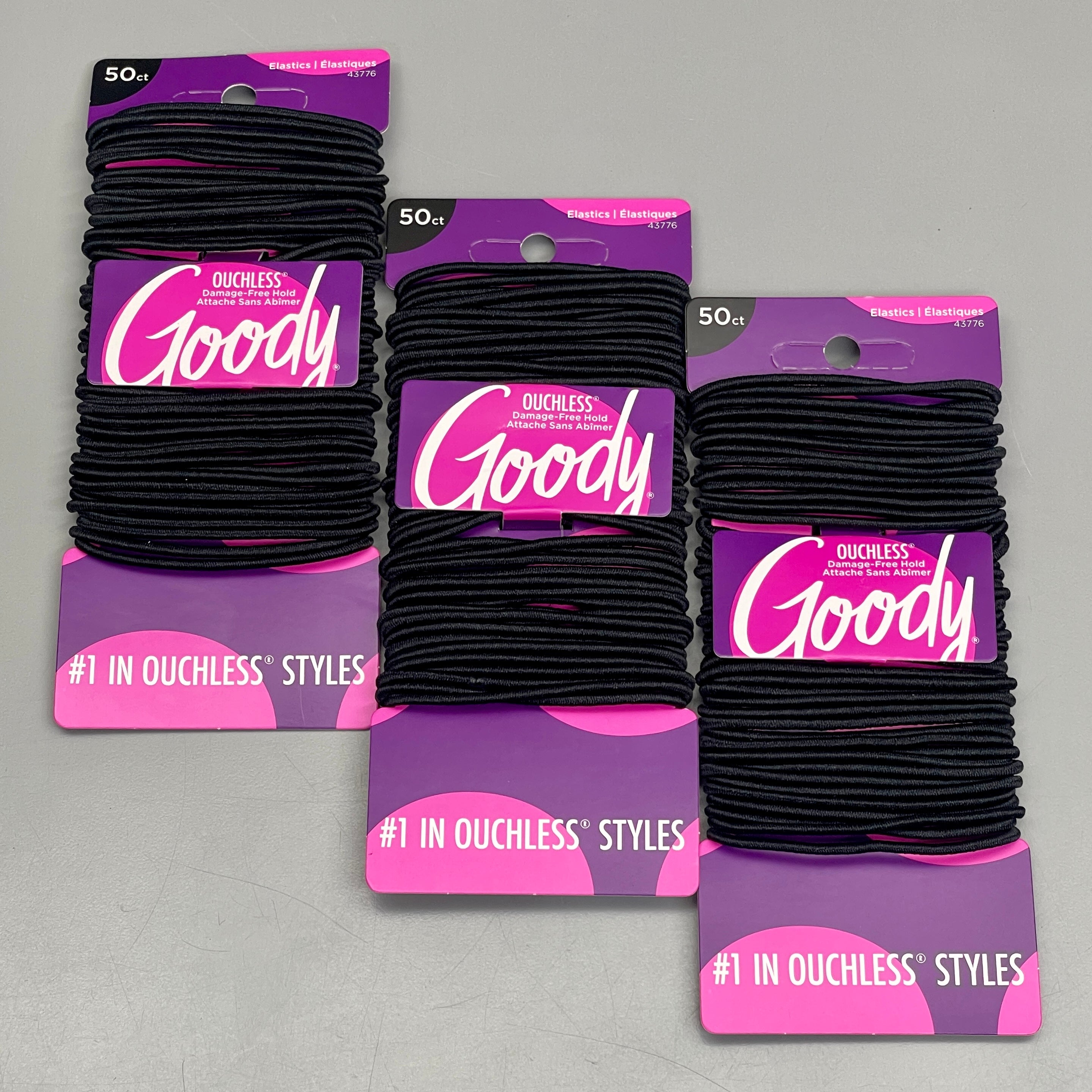 GOODY 3 Sets of 50! Ouchless Damage-Free Hold Elastics 150 CT Black 30 – PayWut