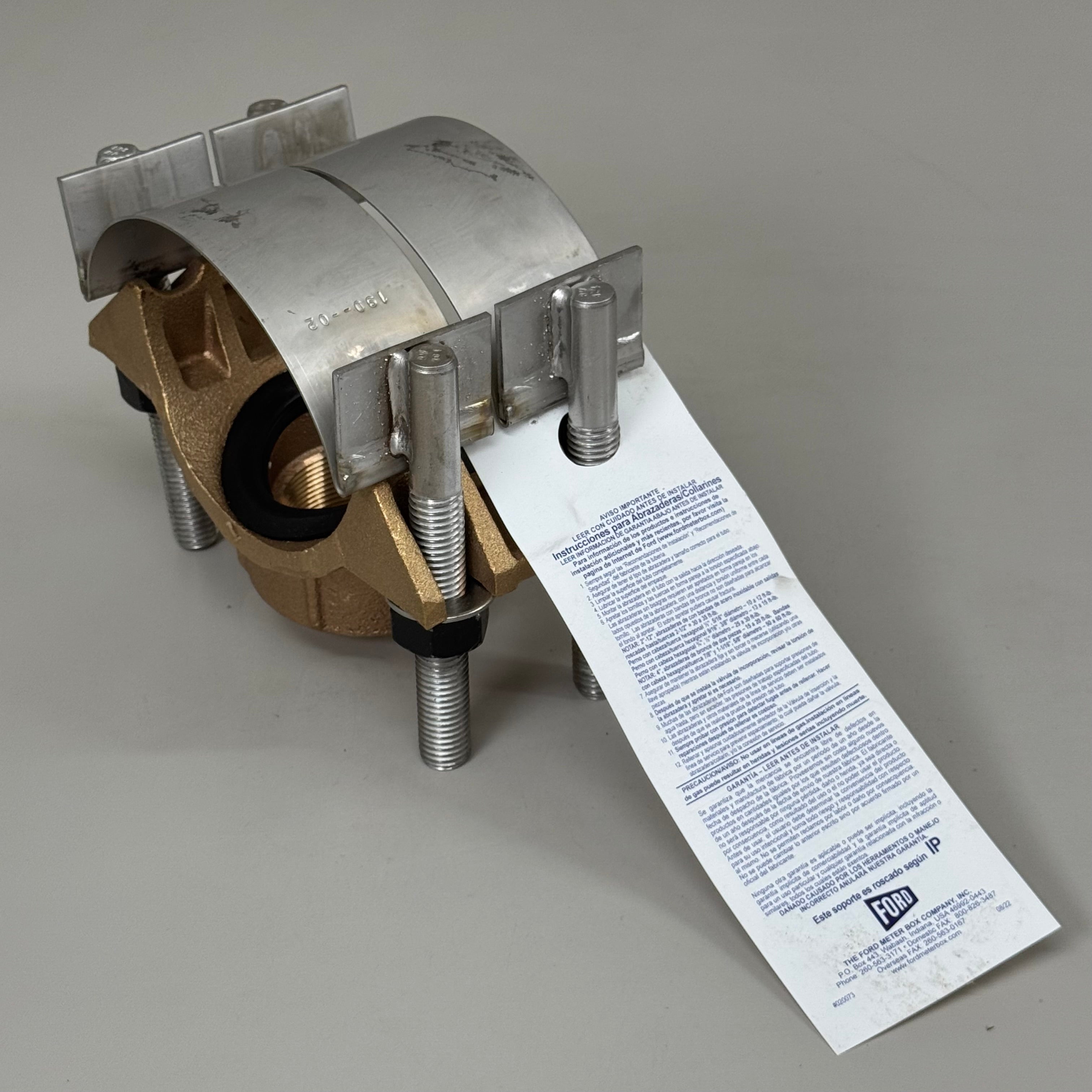 FORD METER BOX Brass Saddle Double Band SPDM Gasket 4" x 2" IP F202BSD ...