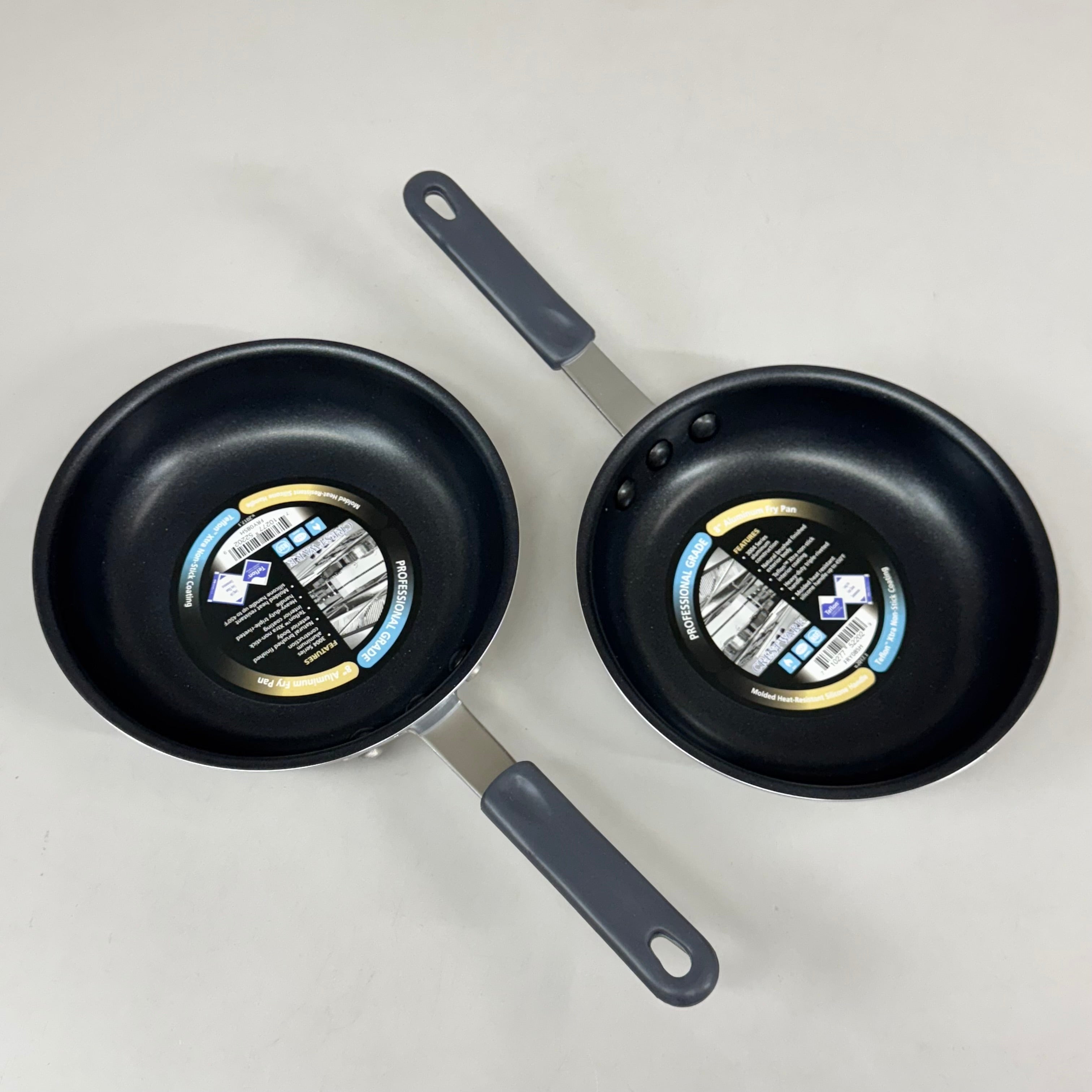 CRESTWARE (2 PACK) Teflon Xtra Non-Stick Coating Fry Pan Black/Chrome ...