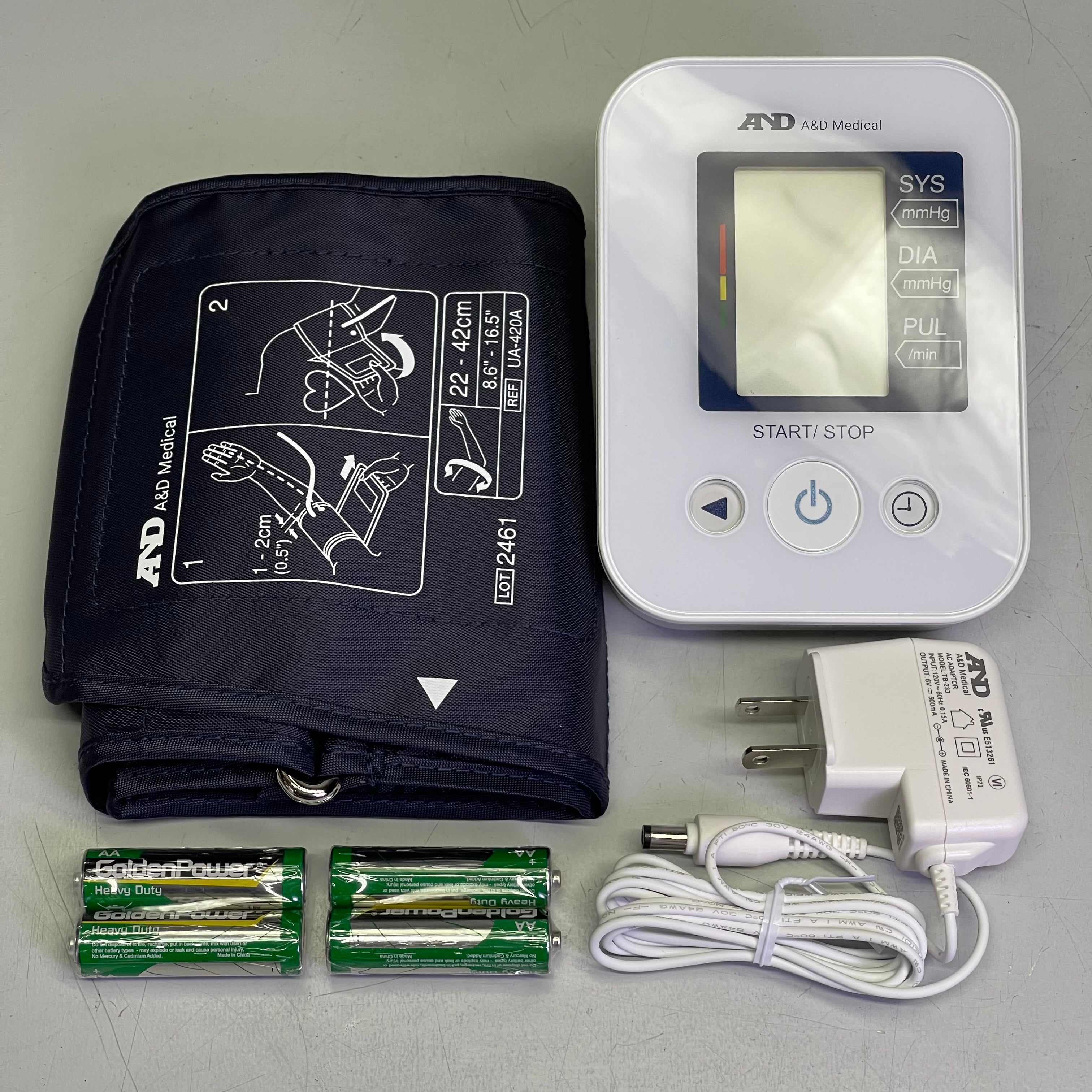 A&D MEDICAL Wide Range Cuff Blood Pressure Monitor White w/ Black UA-6 ...