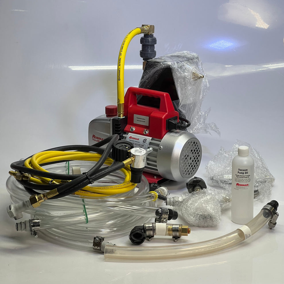 ROBINAIR 2 Stage Vacuum Pump 120V - 60Hz - 1/2HP + Fill Kit 25L, 15500 ...