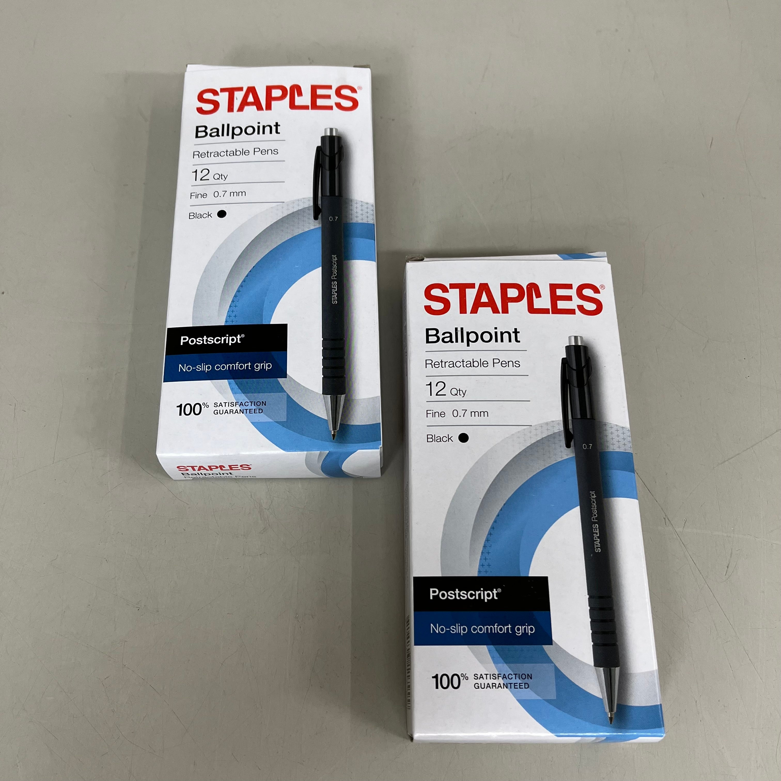 ZA@ STAPLES (2 PACK, 12 EACH) Retractable Ballpoint Pens Medium Point ...