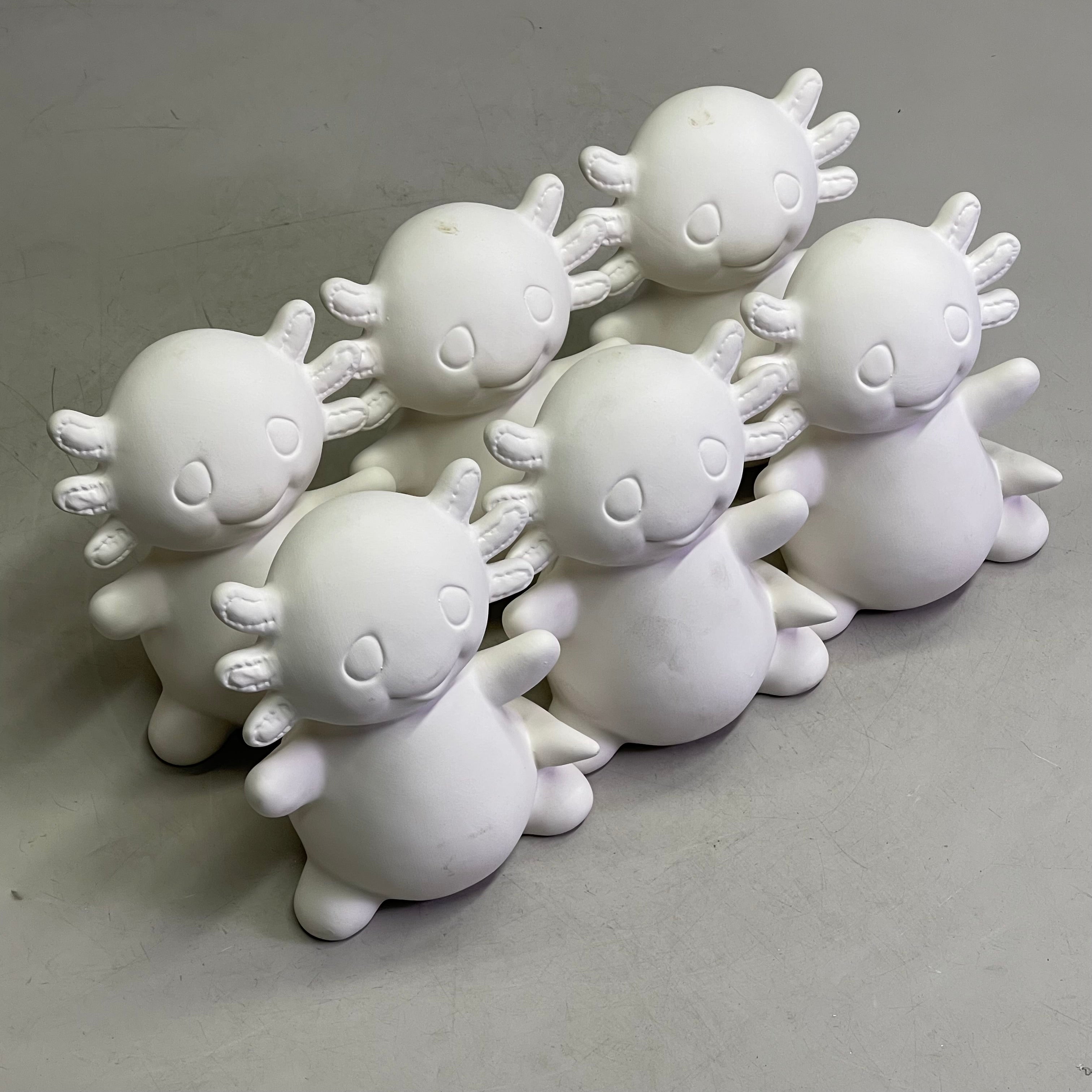 ZA@ GARE (6 PACK) Paintable Ceramic Axolotl Bank 6.5" x 5" x 4" White ...
