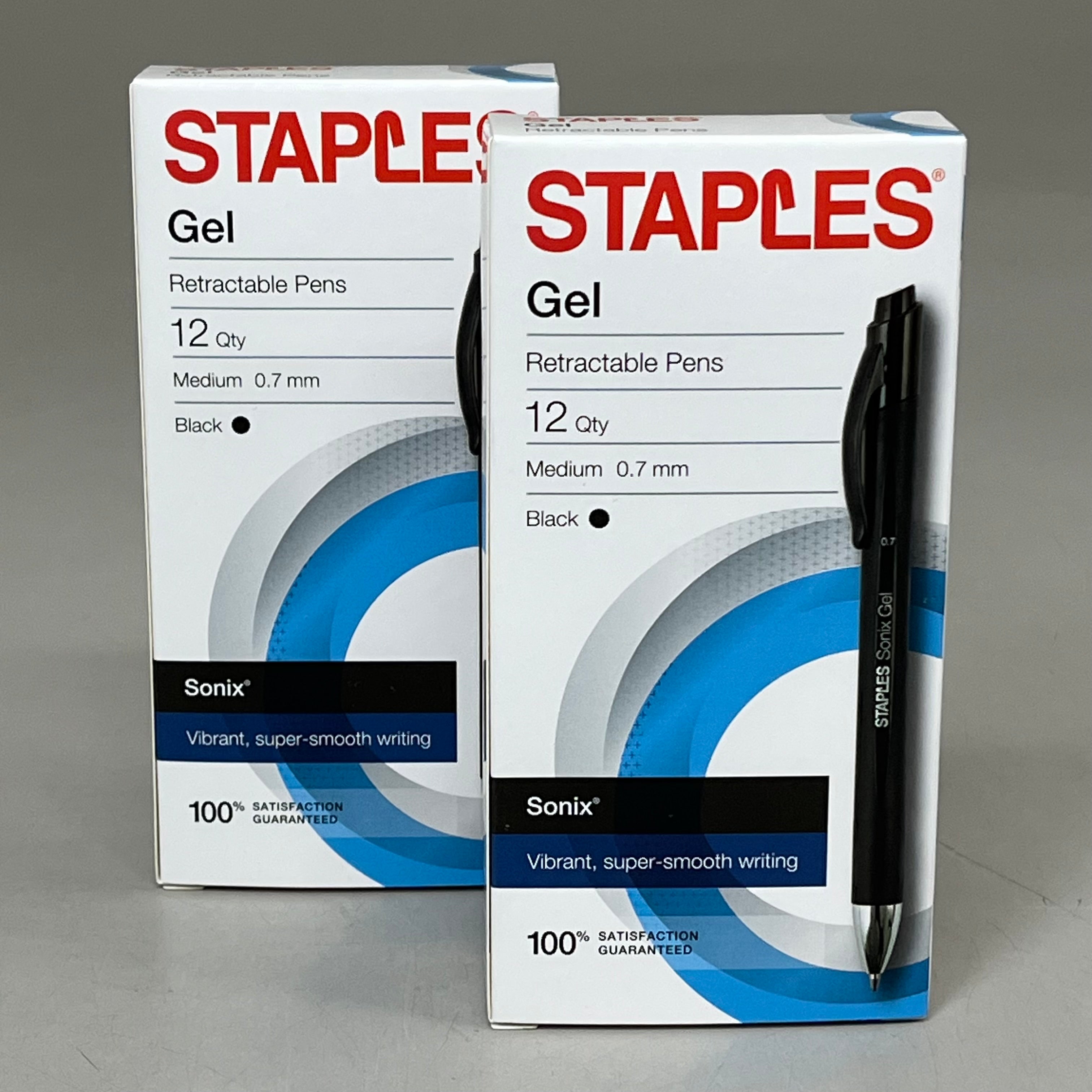 STAPLES (2 PACK, 12 EACH) Sonix Retractable Gel Pens Medium Point 0.7m ...