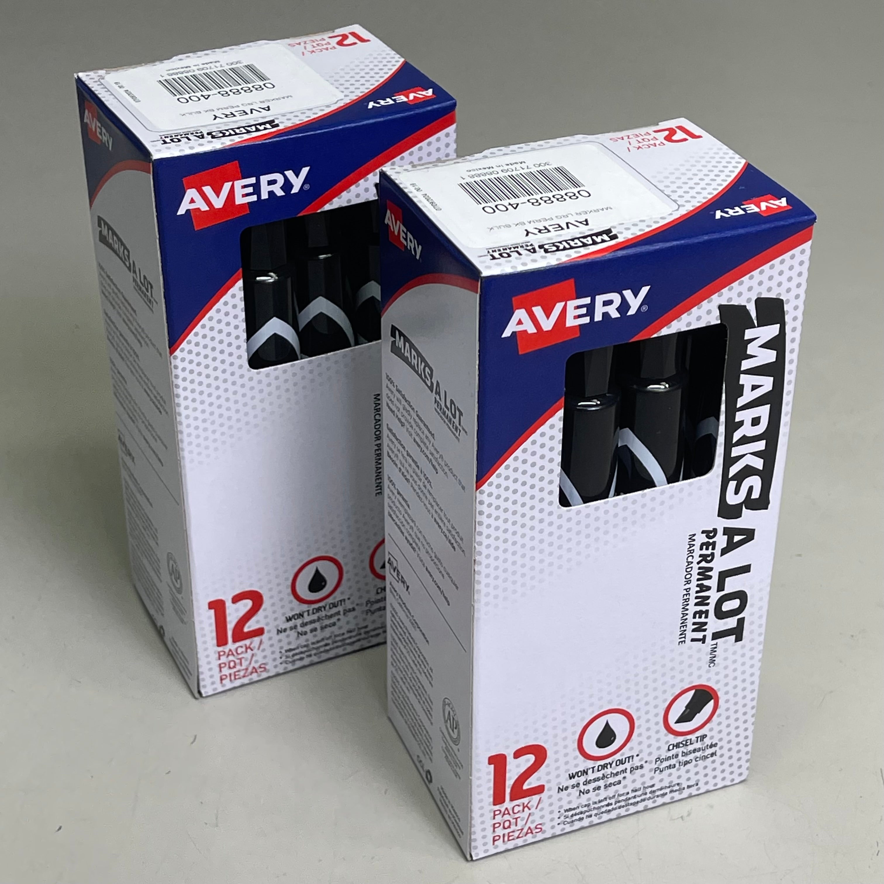 AVERY (2-PACK) Marks A Lot Permanent Markers Chisel Dozen Black 08888 ...