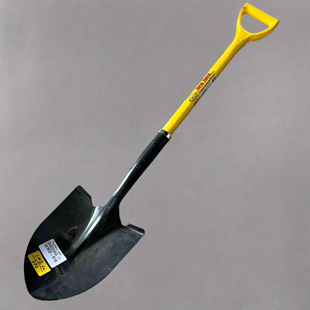 PLUMB-PRO Handle Round Point Super Shovel 27" D, Yellow & Black 326 ...