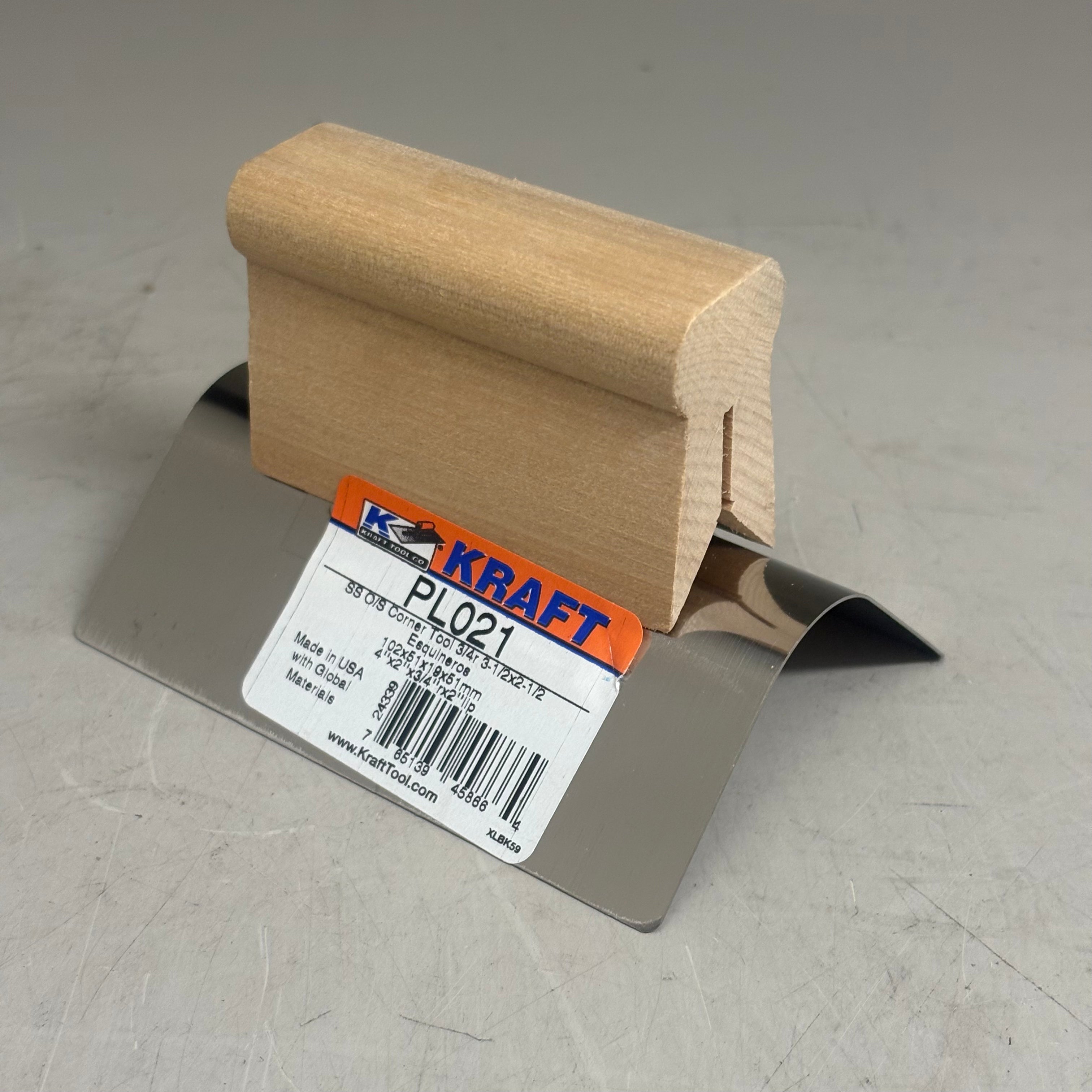 KRAFT TOOL CO Stainless Steel Outside Corner Tool with Wood Handle 4"x ...