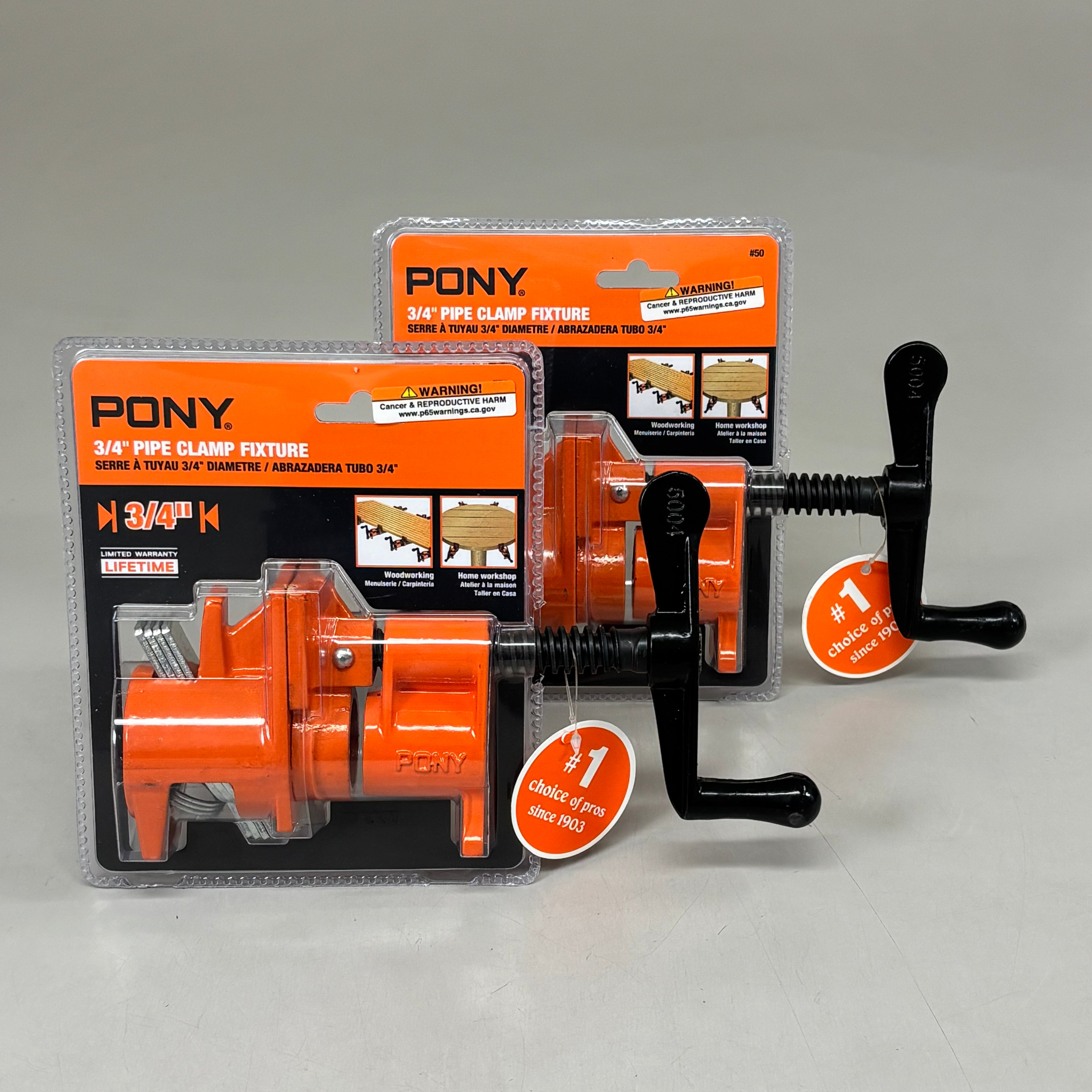 PONY (2 PACK) Classic Pipe Clamp Fixture Crank Cast Iron for 3/4" Blac ...