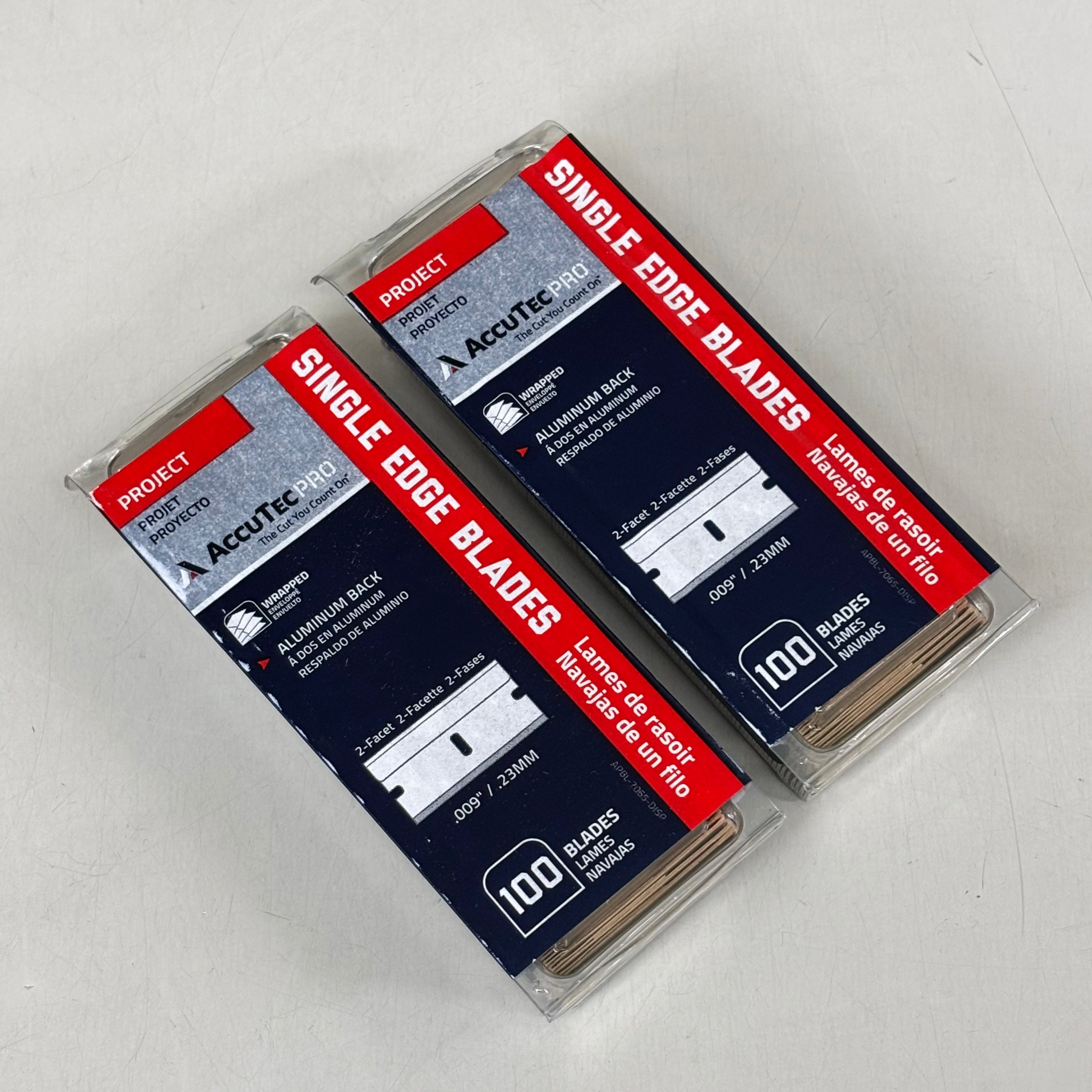 ZA@ ACCUTEC PRO (2 PACK, 100 BLADES EACH) Aluminum Back Single Edge Ra ...