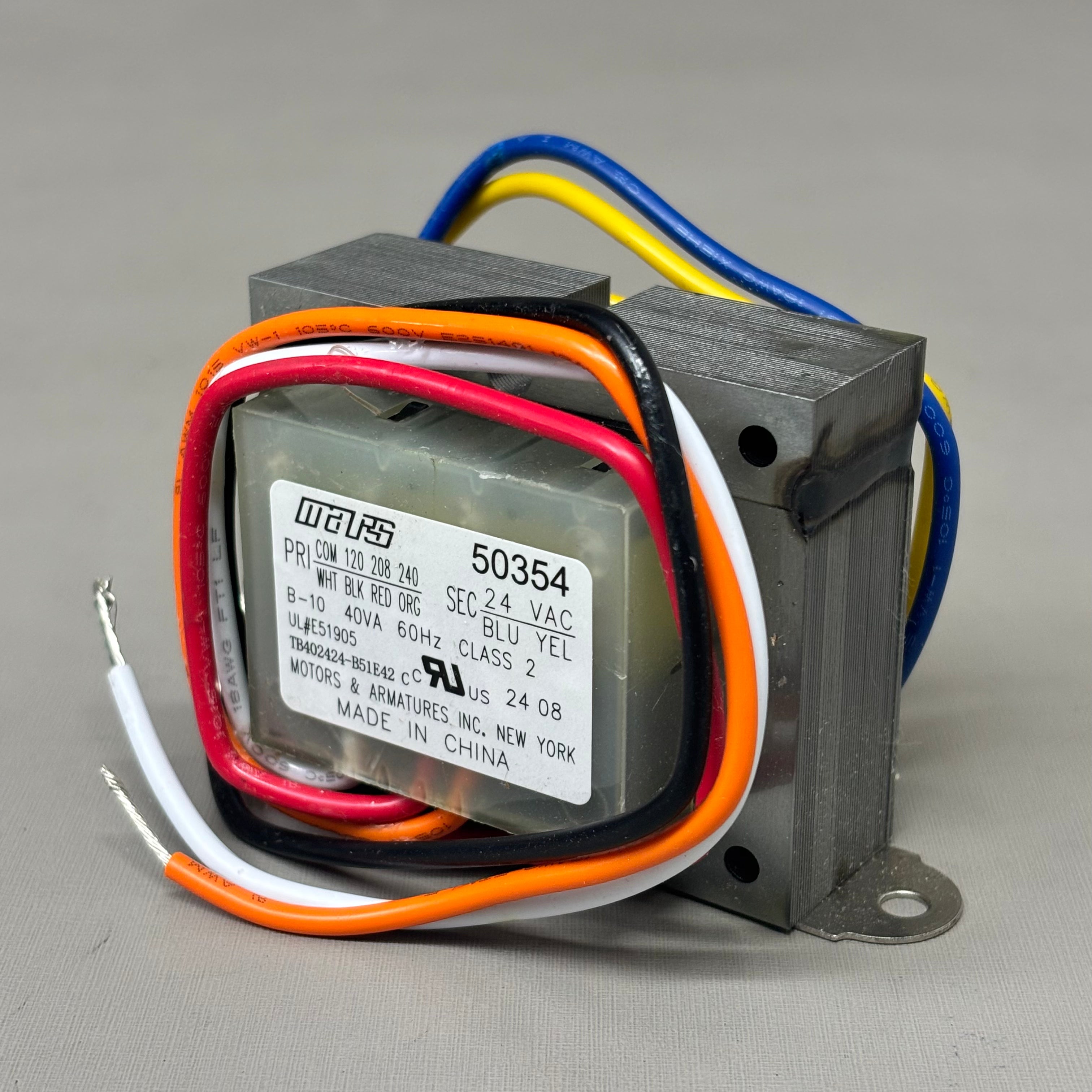 MARS JARD 40VA Control Transformer NEMA Class II Input Voltage 120/208 ...