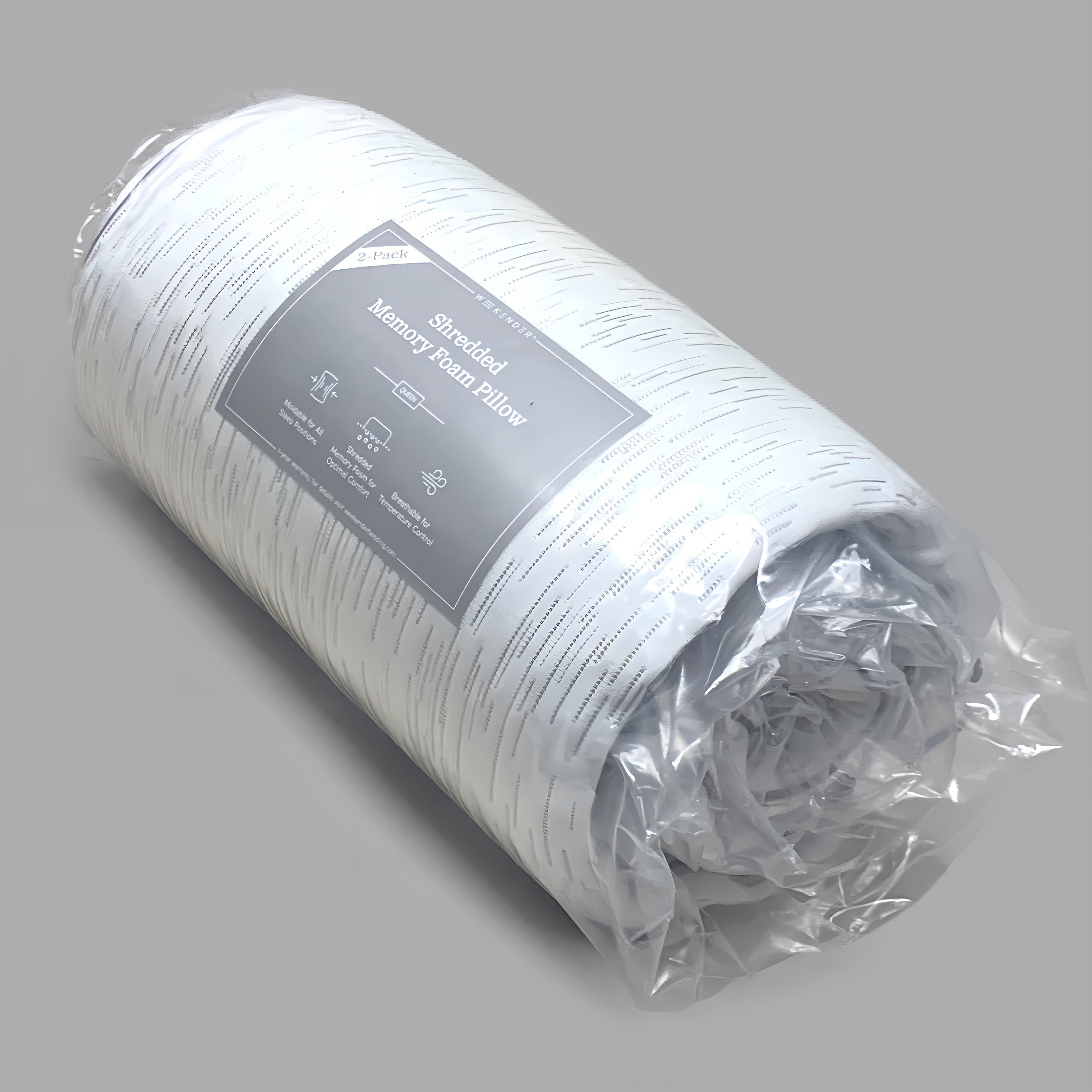 WEEKENDER Shredded Memory Foam Pillow 2pk Breathable Moldable Sz Queen ...