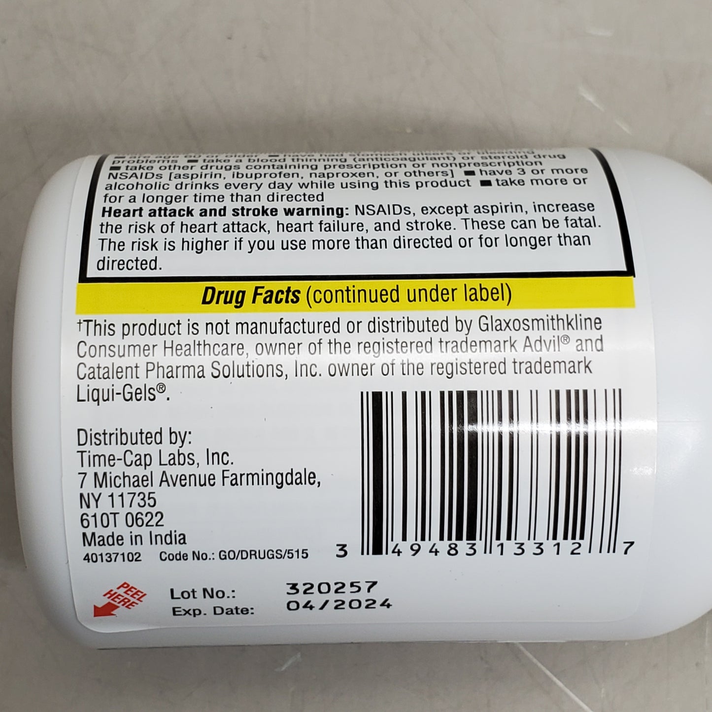 ZA@ TIME-CAP LABS INC. (3 Pack) Timely Ibuprofen Pain / Fever Reducer ...