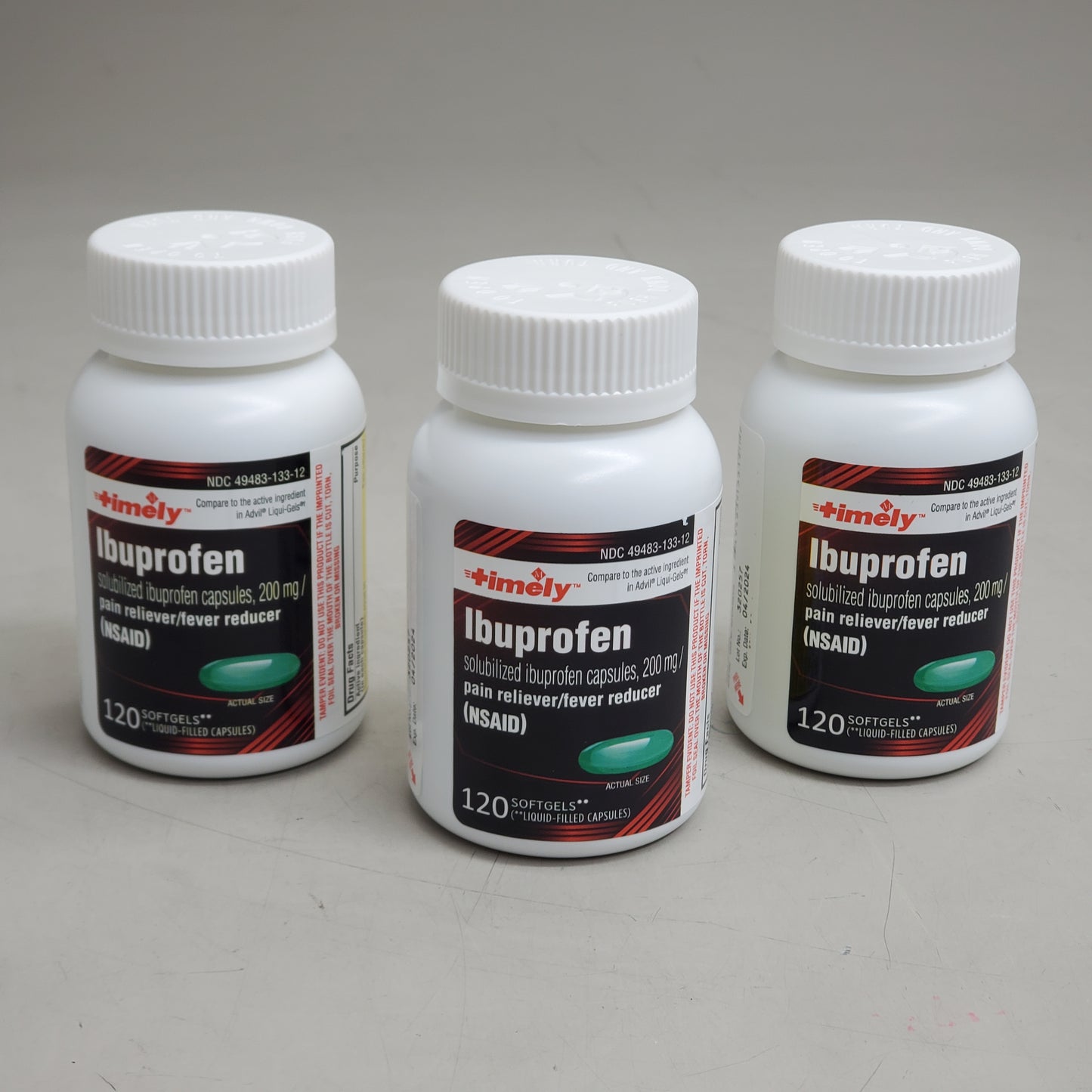 ZA@ TIME-CAP LABS INC. (3 Pack) Timely Ibuprofen Pain / Fever Reducer ...